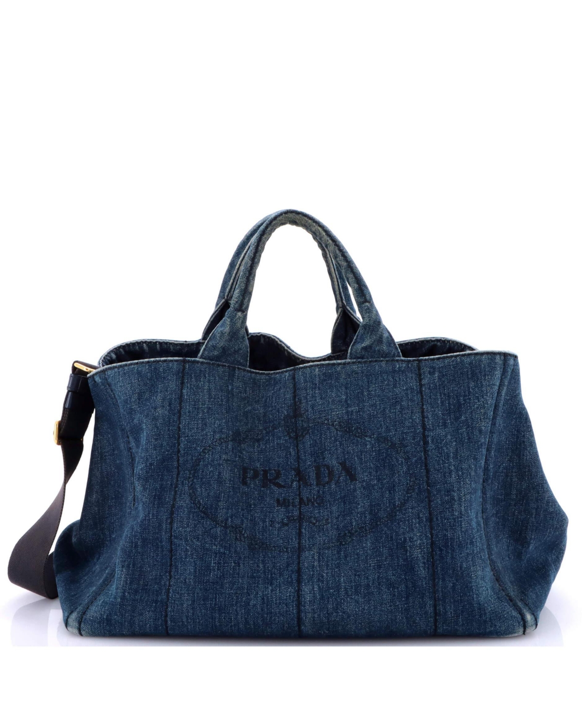 Click here for Pre-Owned Prada Large Canapa Tote Denim - Blue prices