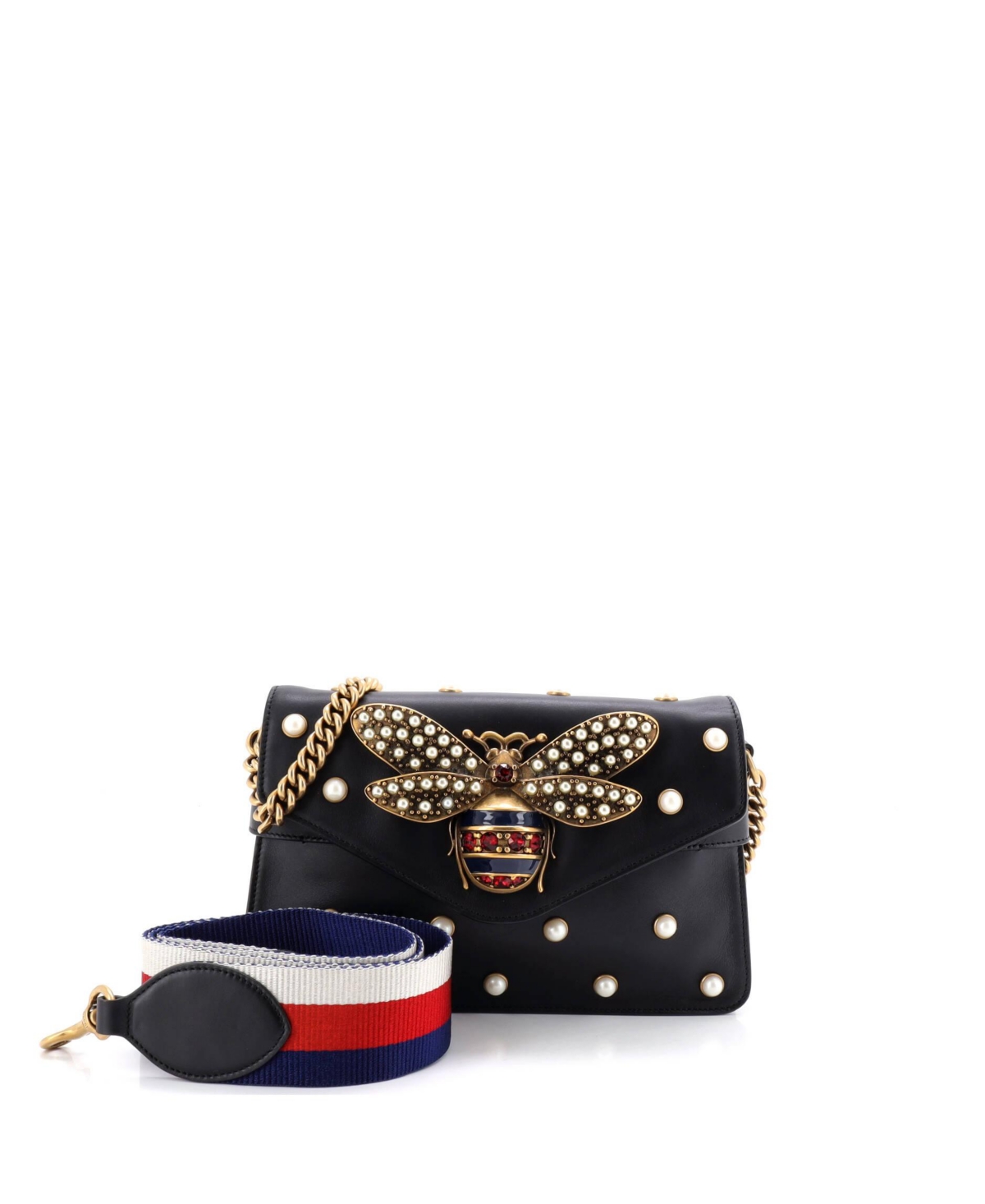 Click here for Pre-Owned Gucci Mini Broadway Pearly Bee Shoulder... prices