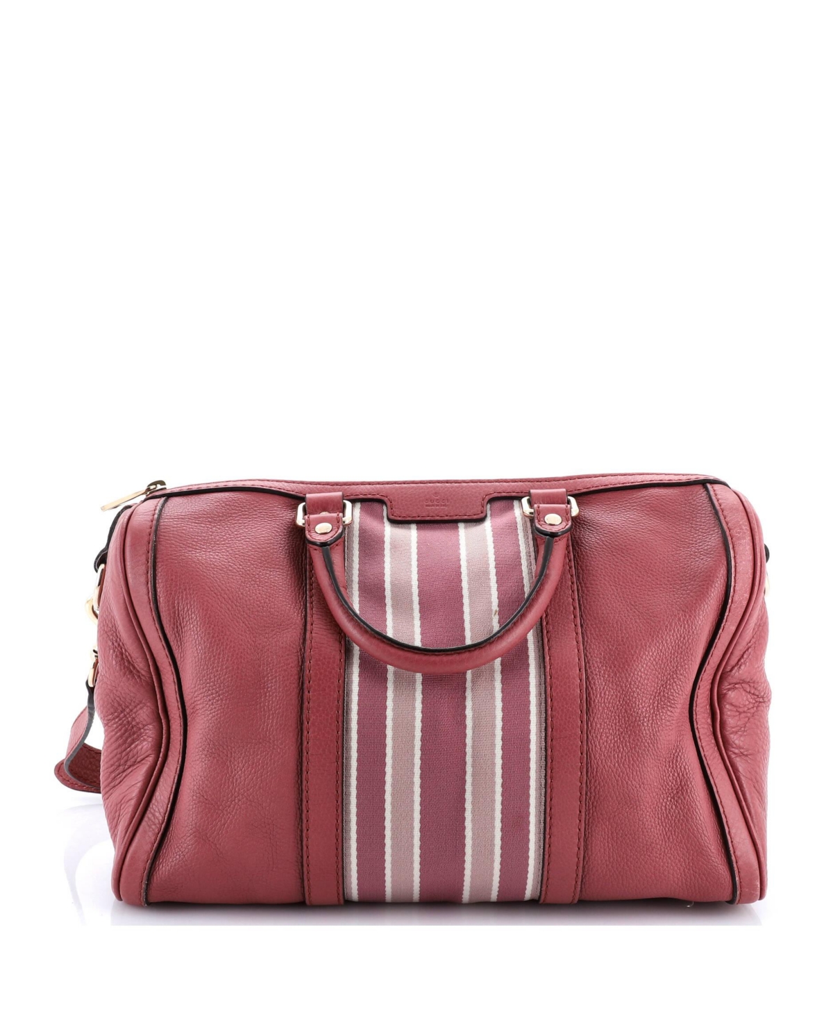 Click here for Pre-Owned Gucci Medium Vintage Web Boston Bag Leat... prices