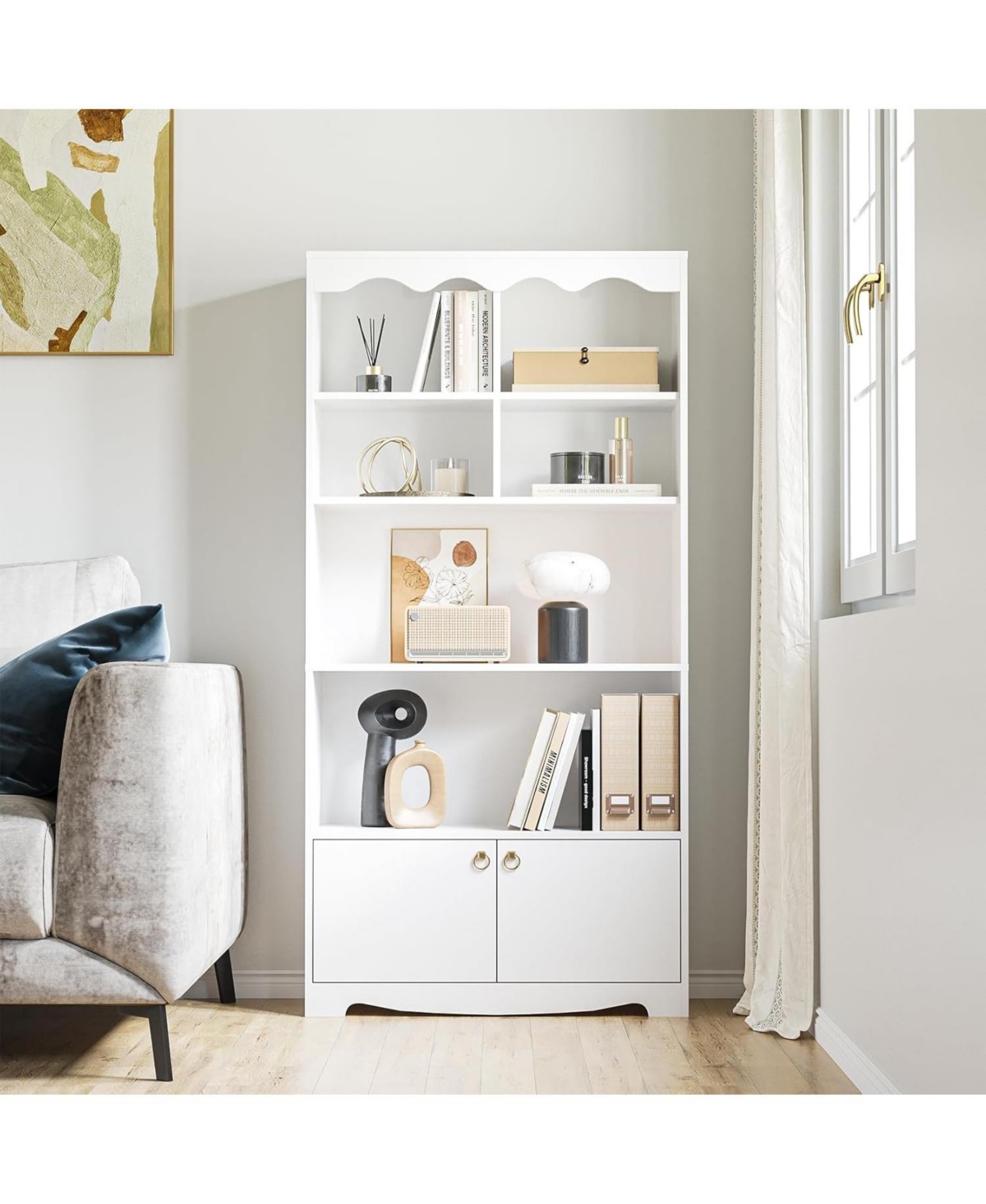 Click here for gaomon 5 Tier Bookshelf with Doors  63 Inch Tall B... prices