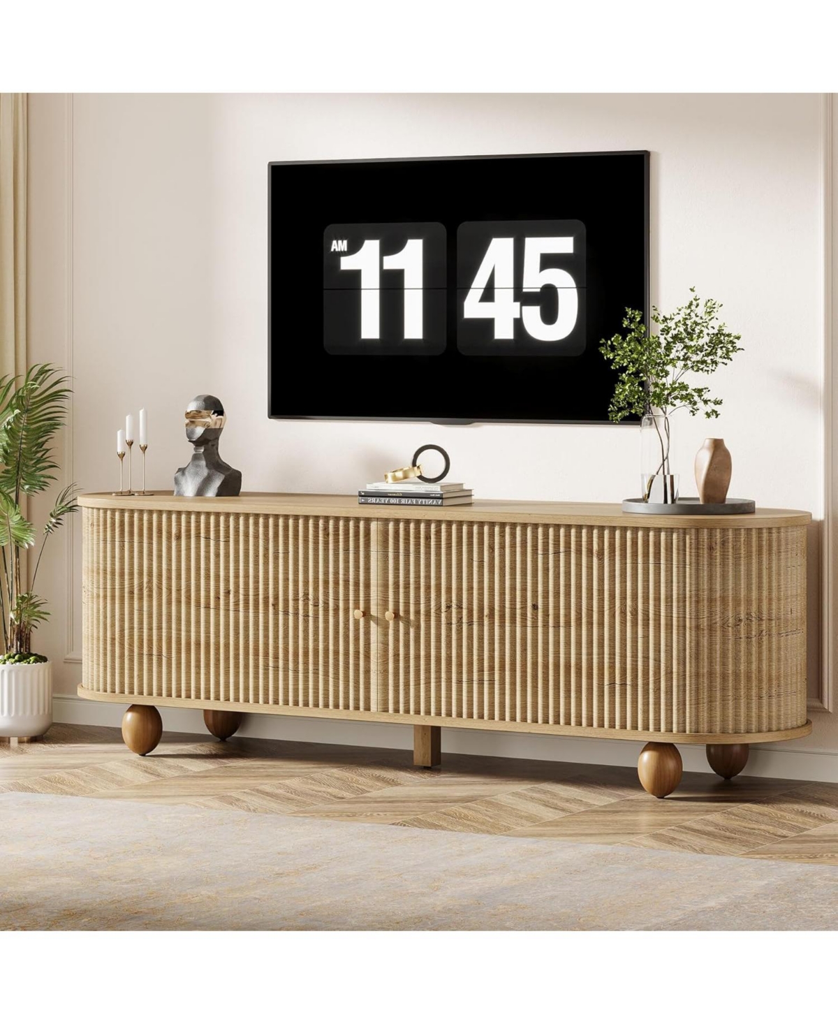 Click here for Tribesigns Farmhouse Fluted Tv Stand with Storage... prices