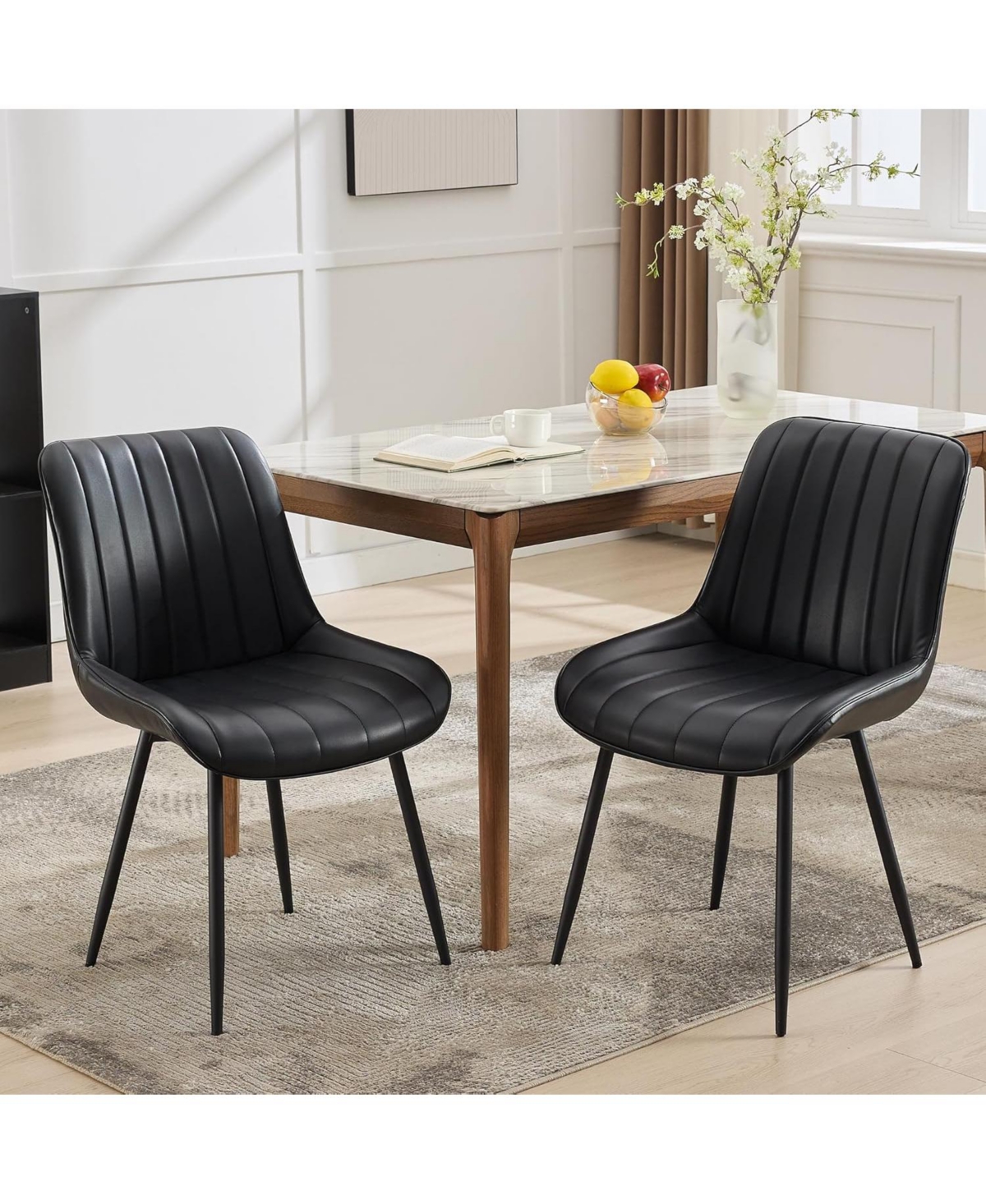 Click here for gaomon Set of 2 Upholstered Dining Chairs - Black prices