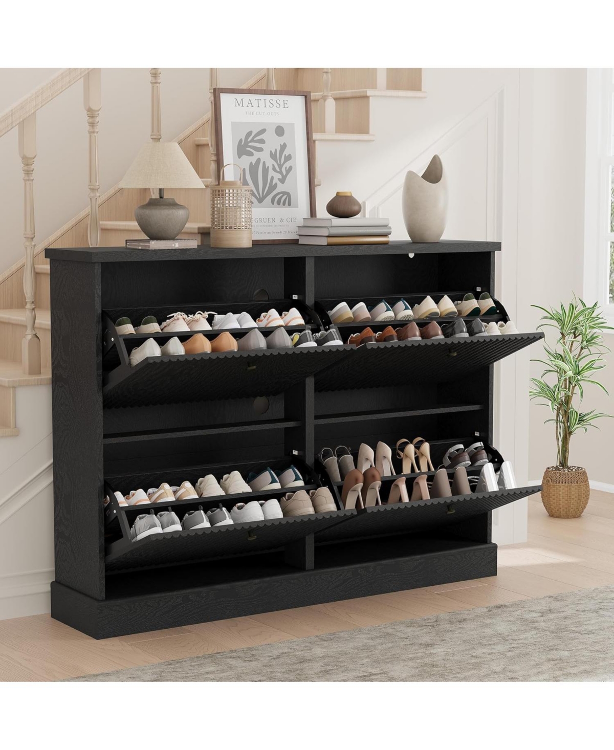 Click here for gaomon Fluted Shoe Cabinet with 4 Flip Drawers and... prices