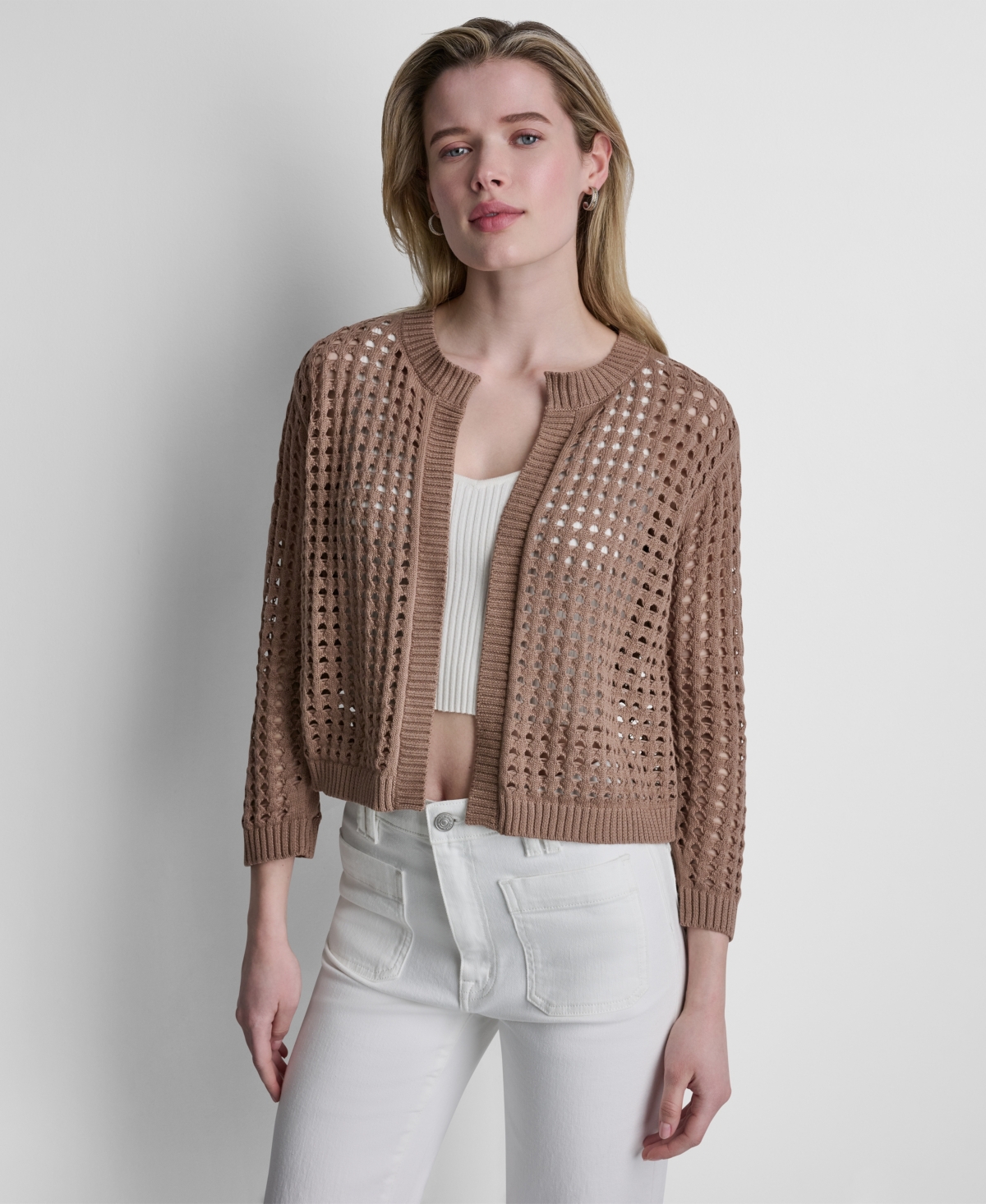 Click here for Dkny Jeans Womens Open-Stitch Drop-Shoulder Cardig... prices