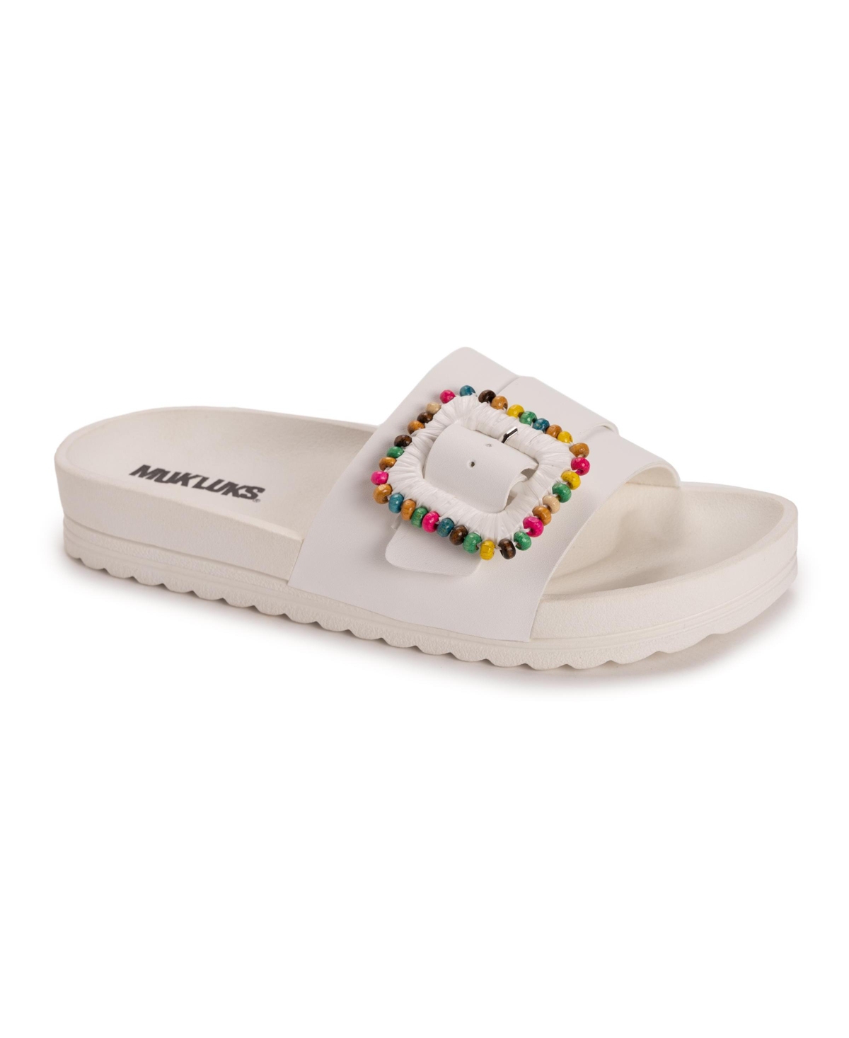 Click here for Muk Luks Womens Grand Colette Sandal - White prices