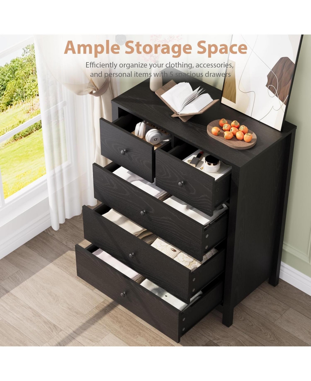 Click here for gaomon 5 Drawer Dresser Modern Tall Wooden Storage... prices