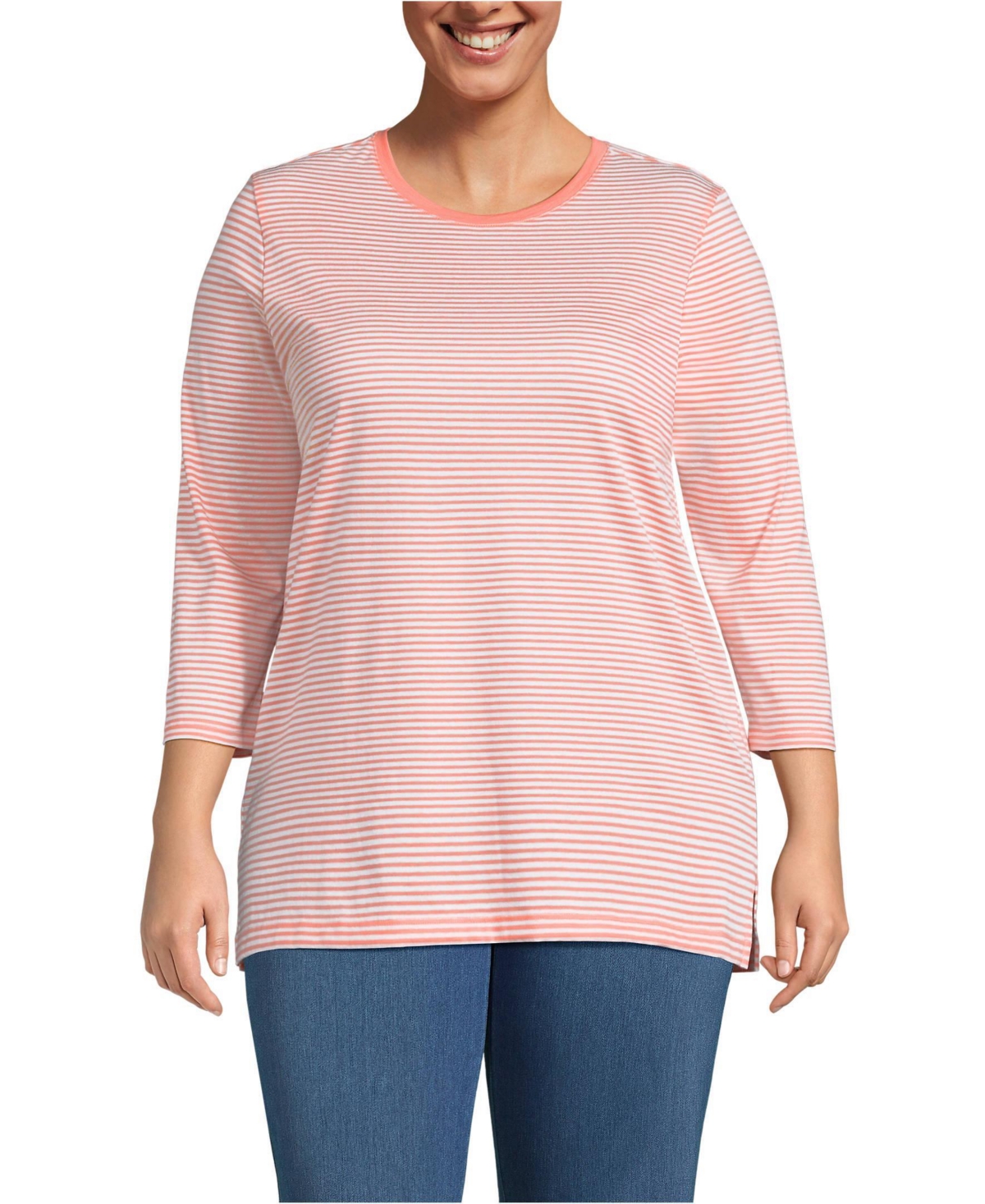 Click here for Lands End Plus Size 3/4 Sleeve Cotton Supima Tunic... prices