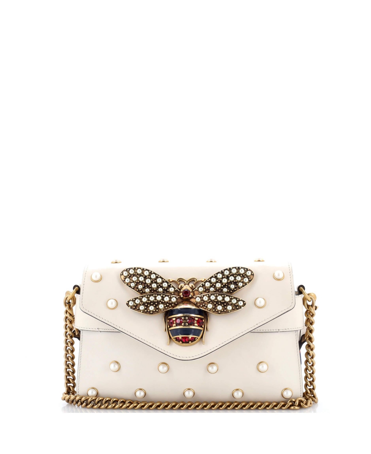 Click here for Pre-Owned Gucci Mini Broadway Pearly Bee Shoulder... prices