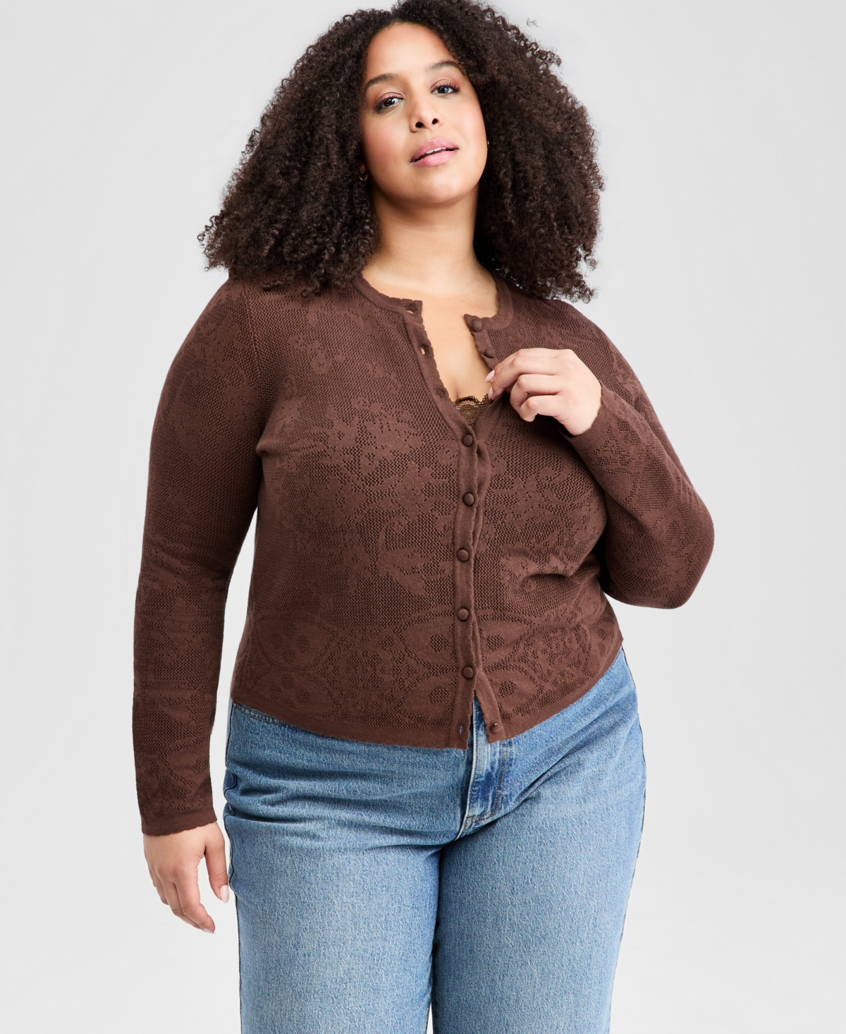Click here for And Now This Trendy Plus Size Crochet Crewneck Car... prices