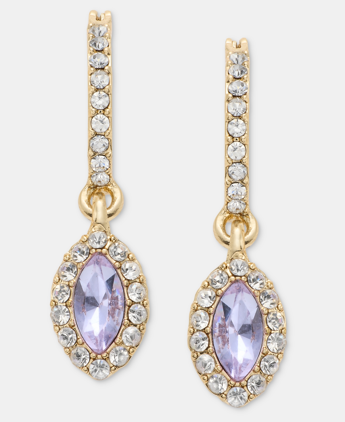 Click here for Givenchy Pave & Stone Charm Hoop Earrings - Purple prices