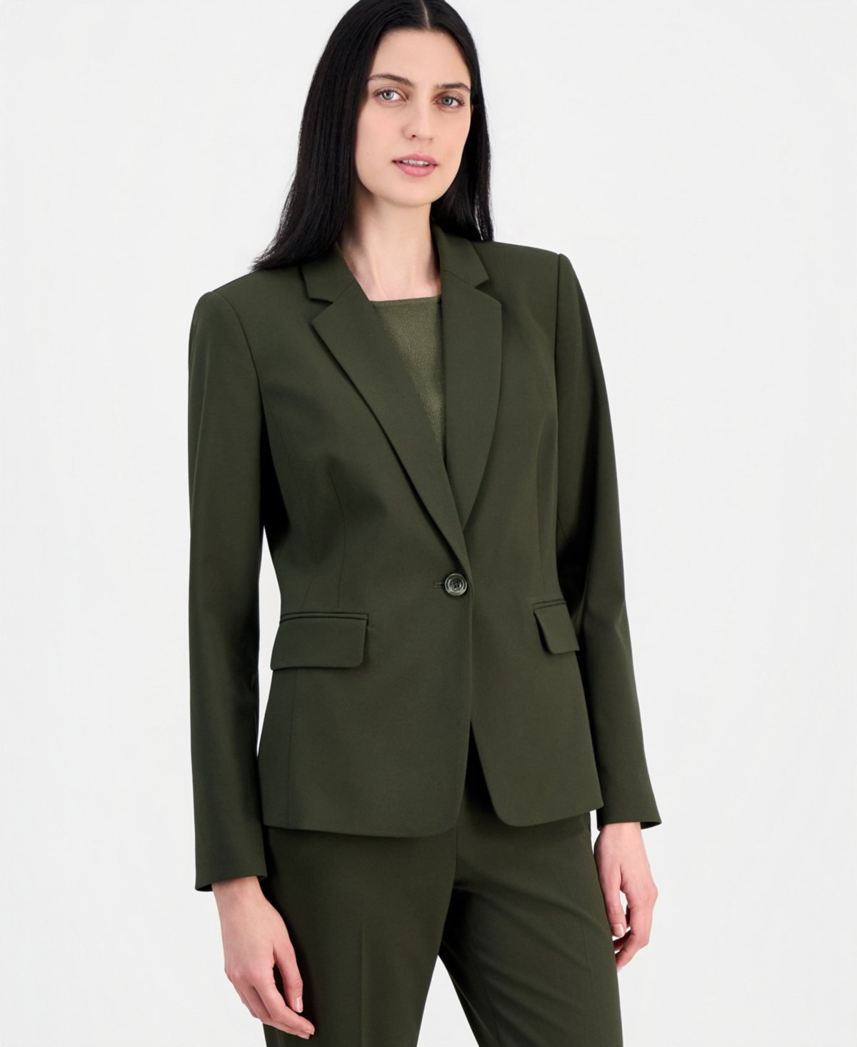 Click here for Tahari Asl Womens Bi-Stretch One-Button Blazer Wit... prices