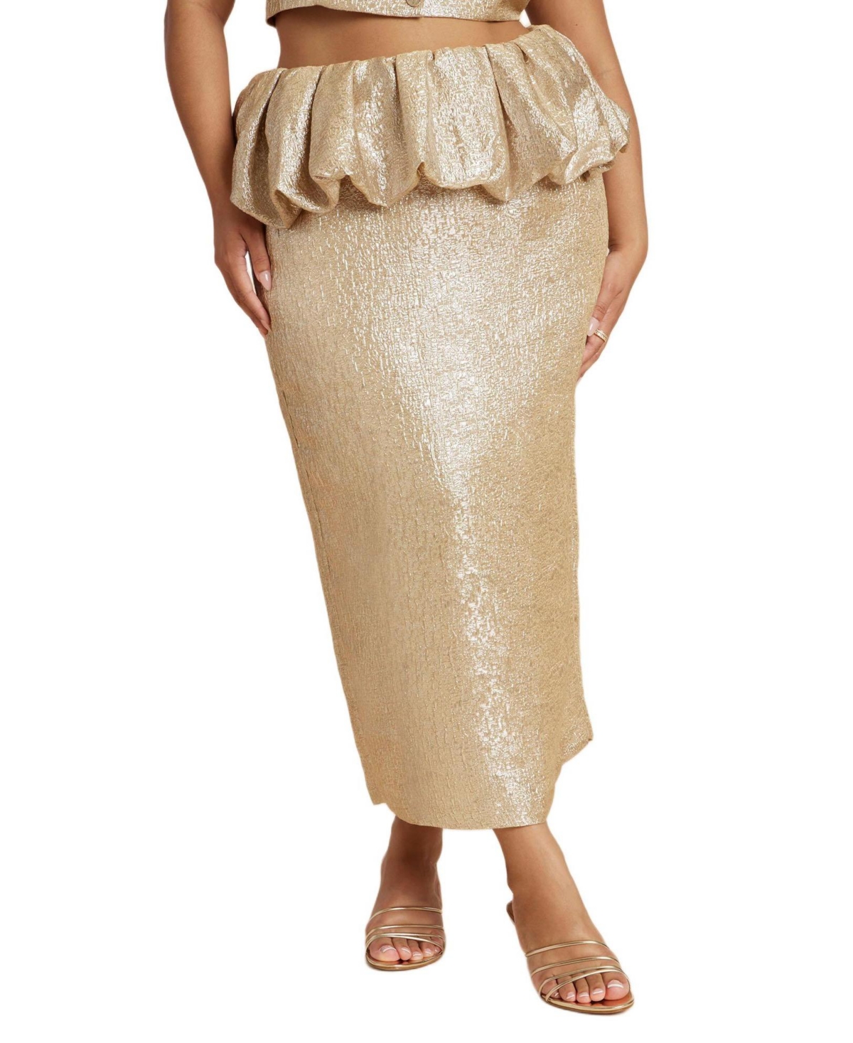 Click here for Eloquii Womens Plus Size Metallic Skirt With Bubbl... prices