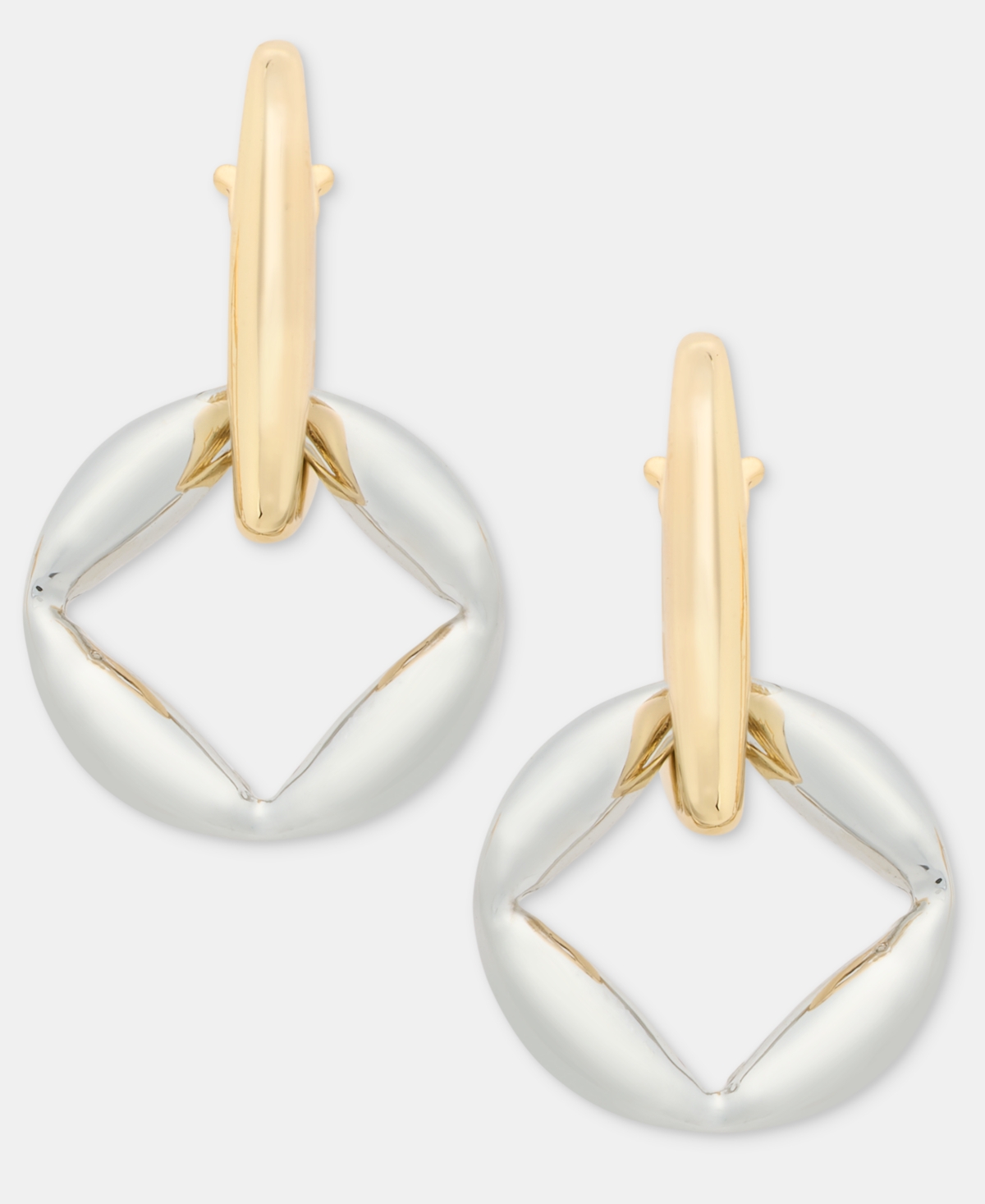 Click here for Karl Lagerfeld Paris Puffy Geometric Charm Hoop Ea... prices