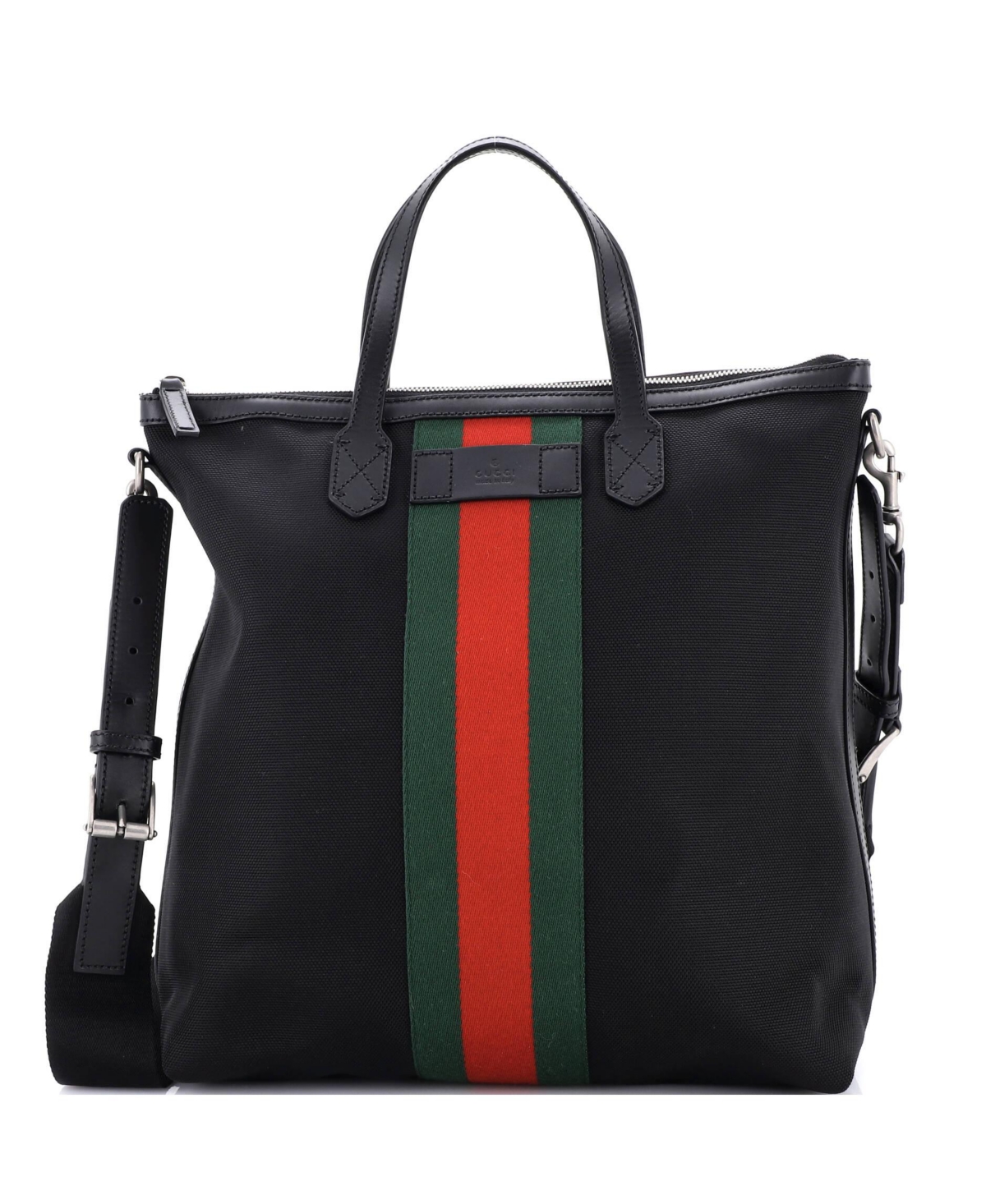 Click here for Pre-Owned Gucci Medium Web Zip Tote Techno Canvas... prices