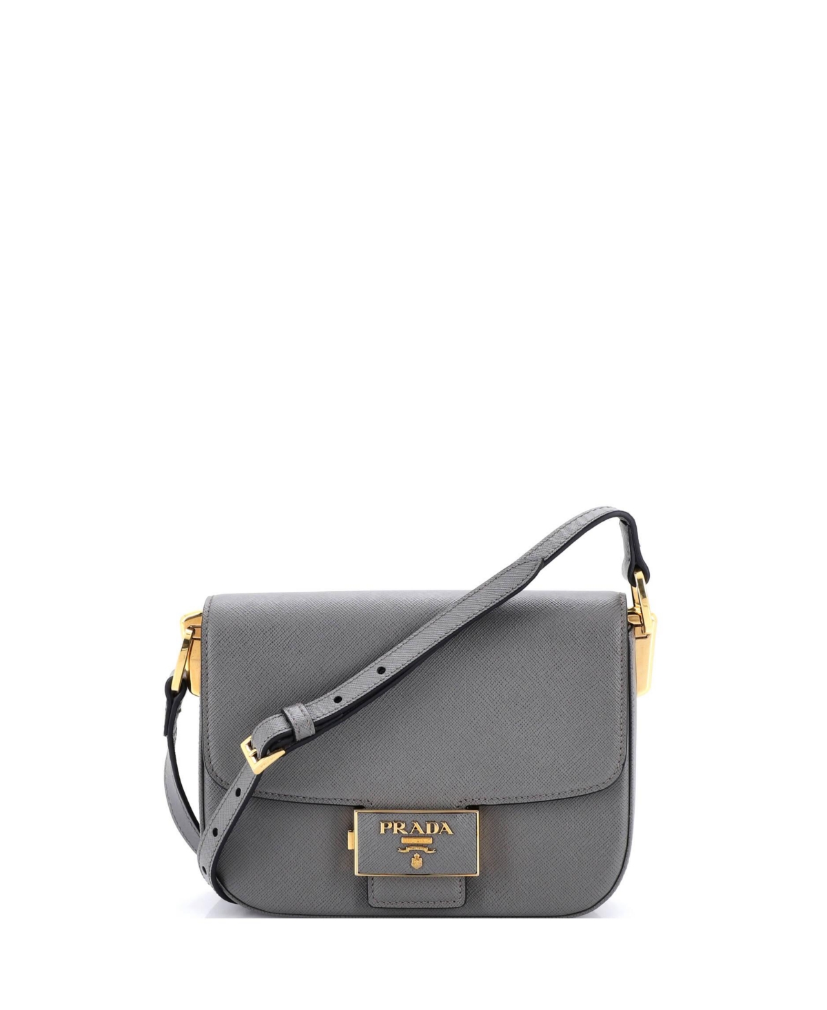 Click here for Pre-Owned Prada Small Embleme Flap Bag Saffiano Le... prices