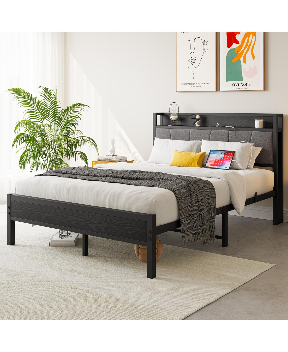 Click here for flynama Bed Frame Storage Headboard Charging Stati... prices