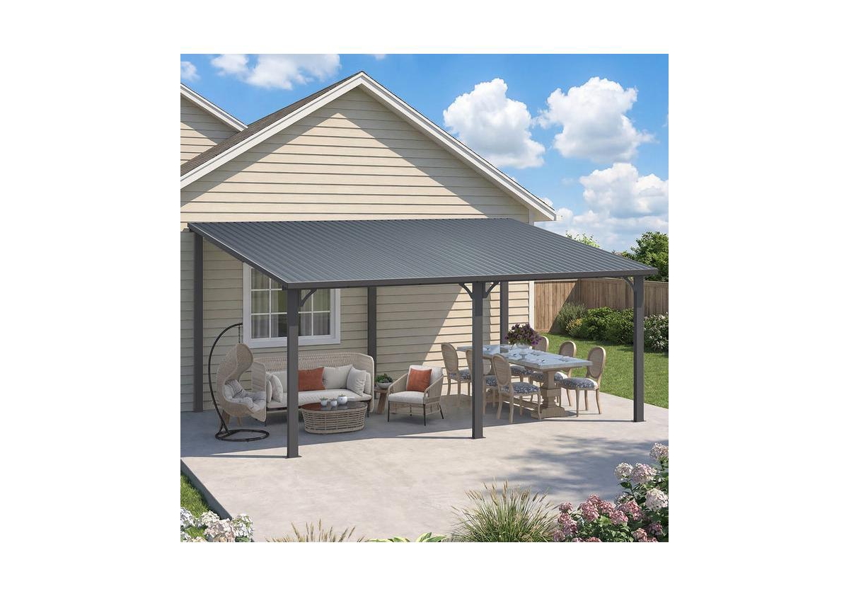 Click here for Aecojoy Hardtop Gazebo Outdoor Pergola Lean to Met... prices