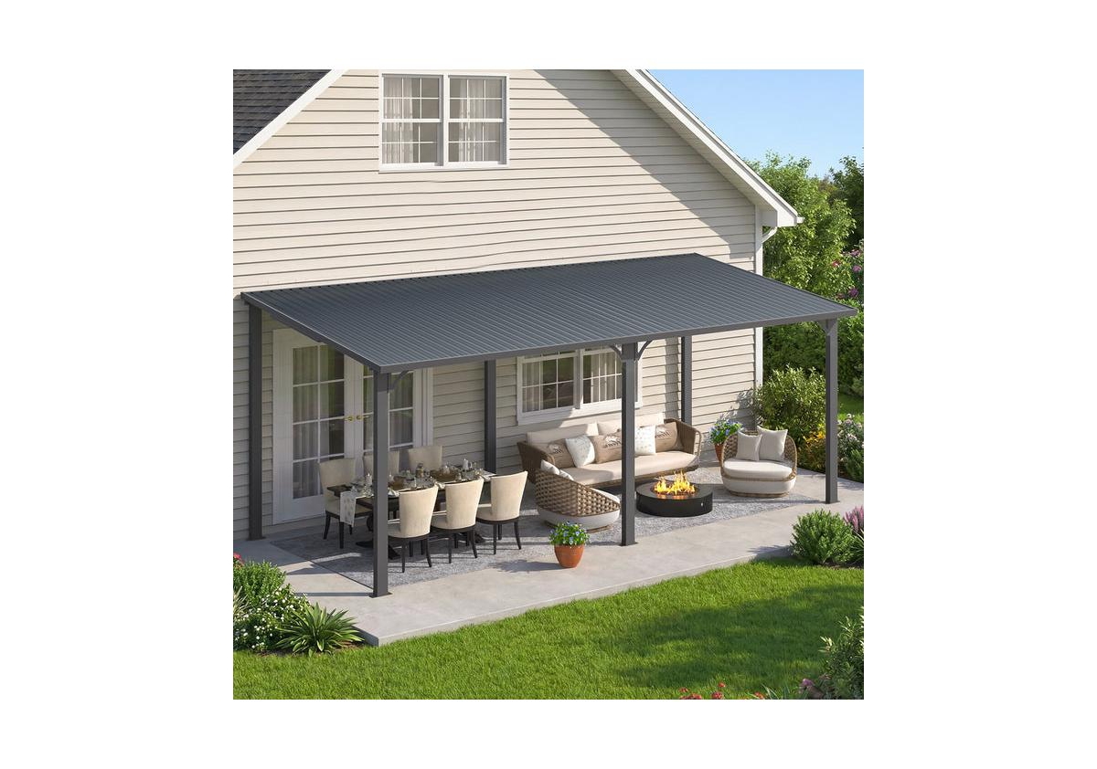 Click here for Aecojoy 20 x 8 Hardtop Gazebo Outdoor Pergola Lean... prices
