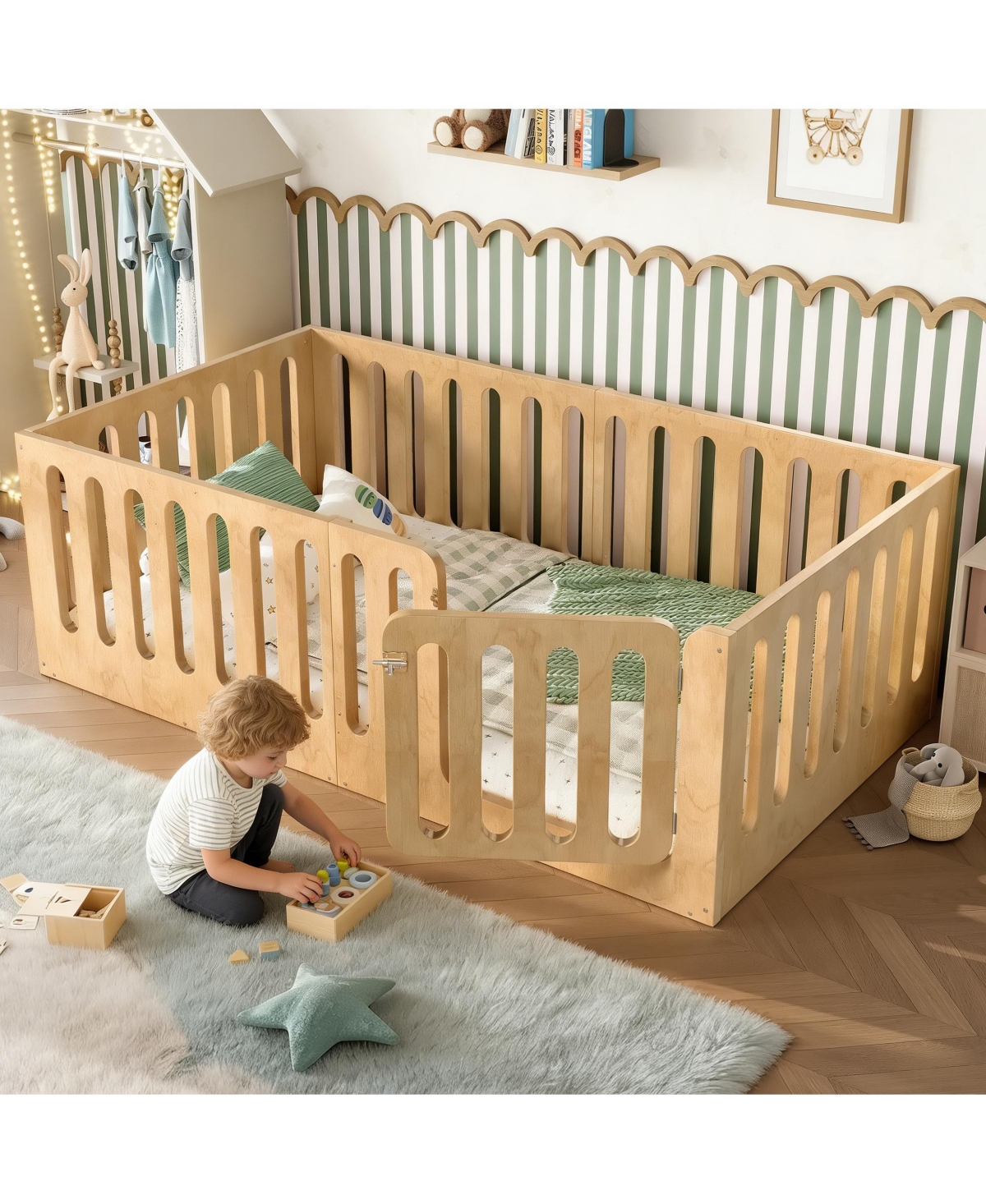 Click here for Rainsken Twin Size Solid Wood Kids Floor Bed Frame... prices