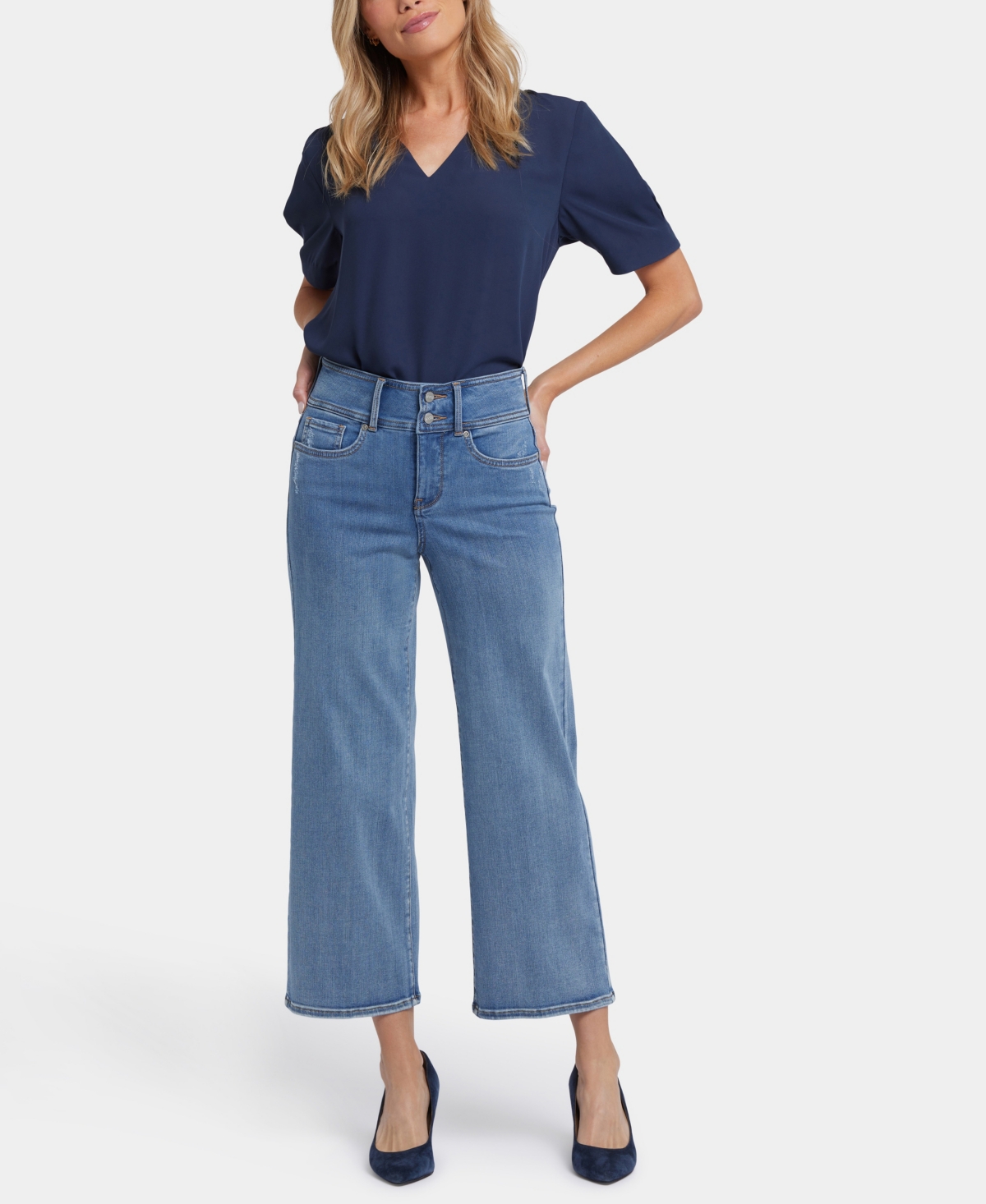 Click here for Nydj Womens High-Rise Teresa Wide-Leg Ankle Jeans... prices