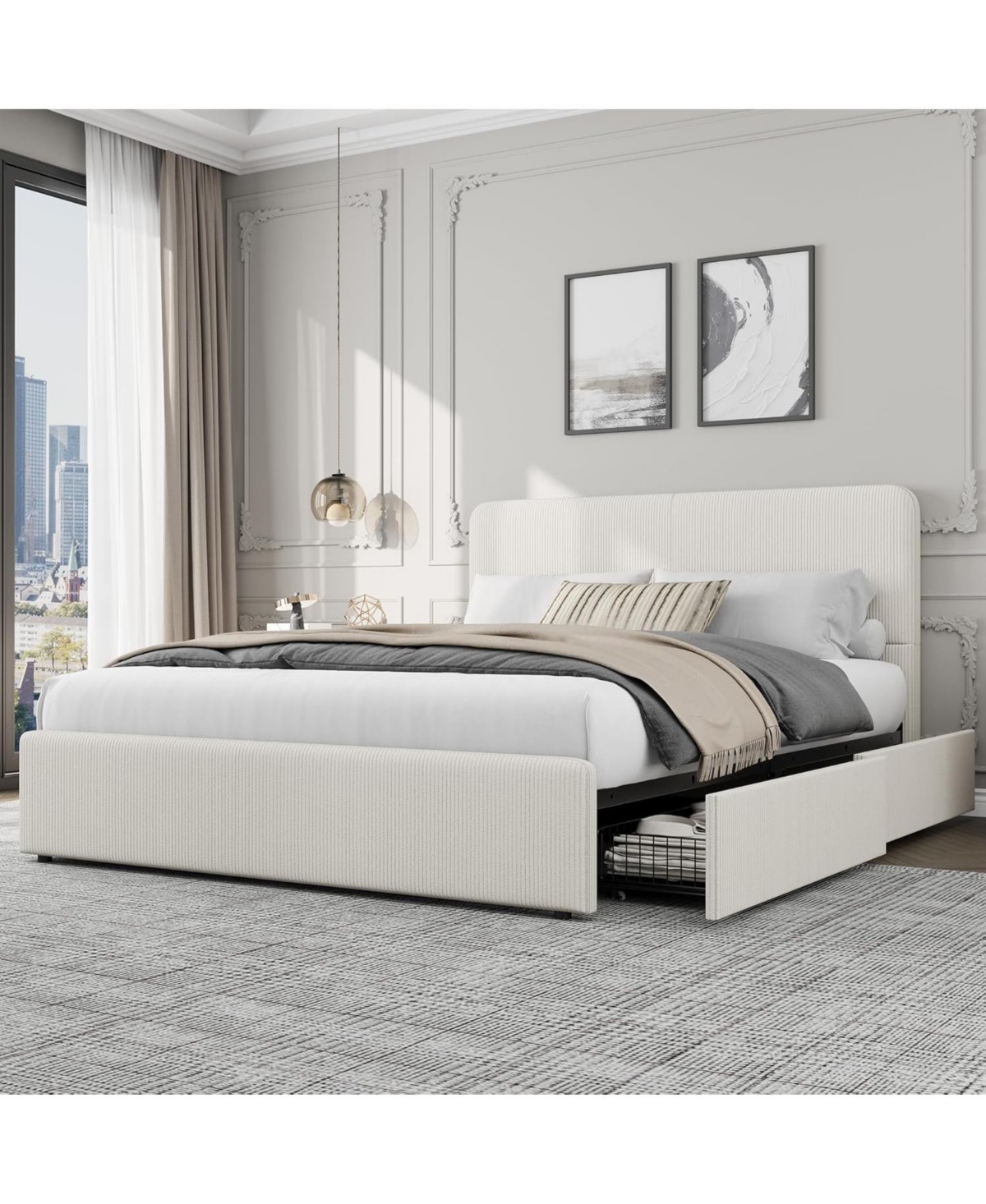 Click here for gaomon Queen Size Double Drawer Soft Bag Bed  Cord... prices