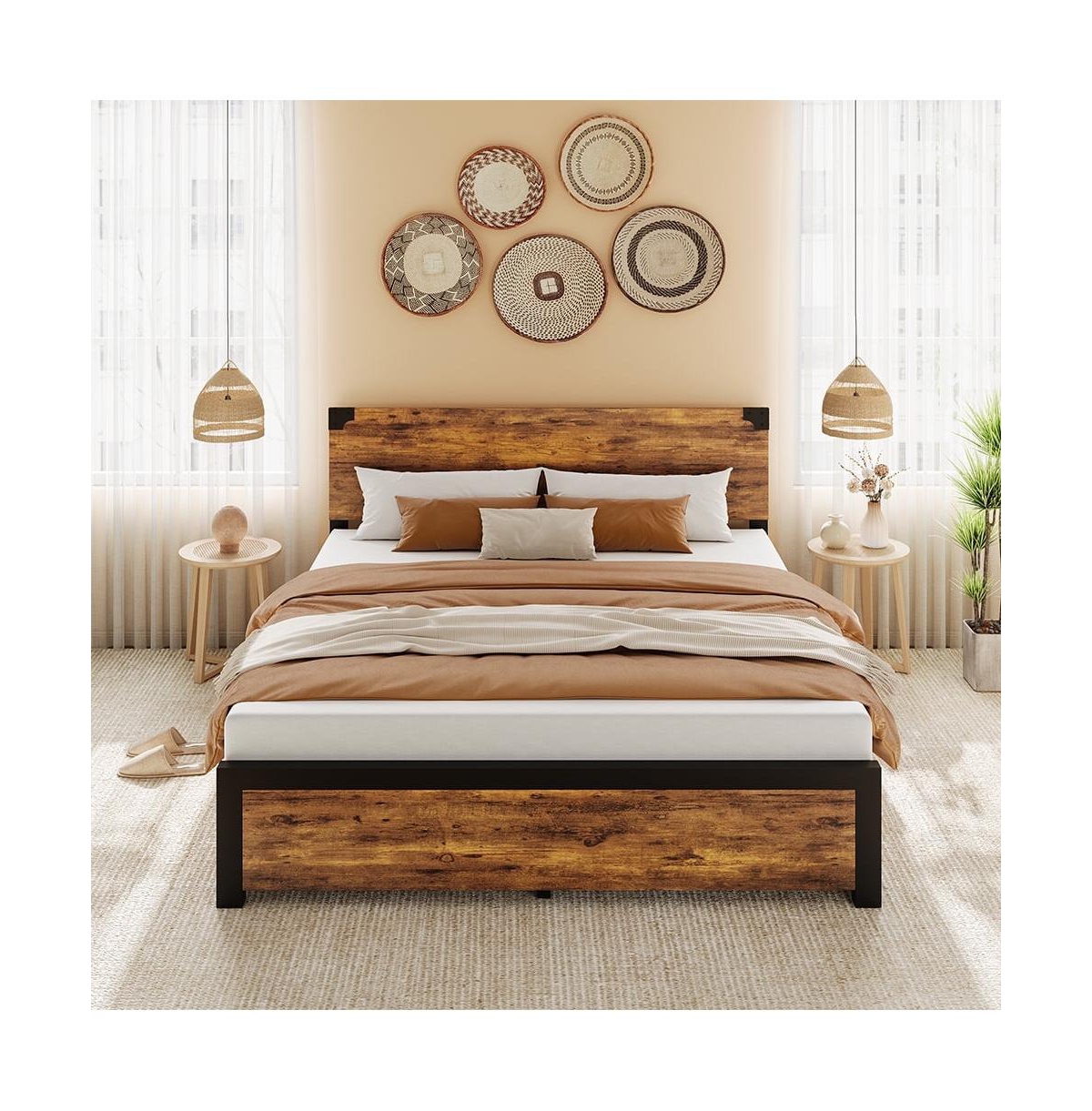 Click here for gaomon Queen Size Platform Bed Frame with Wood Hea... prices