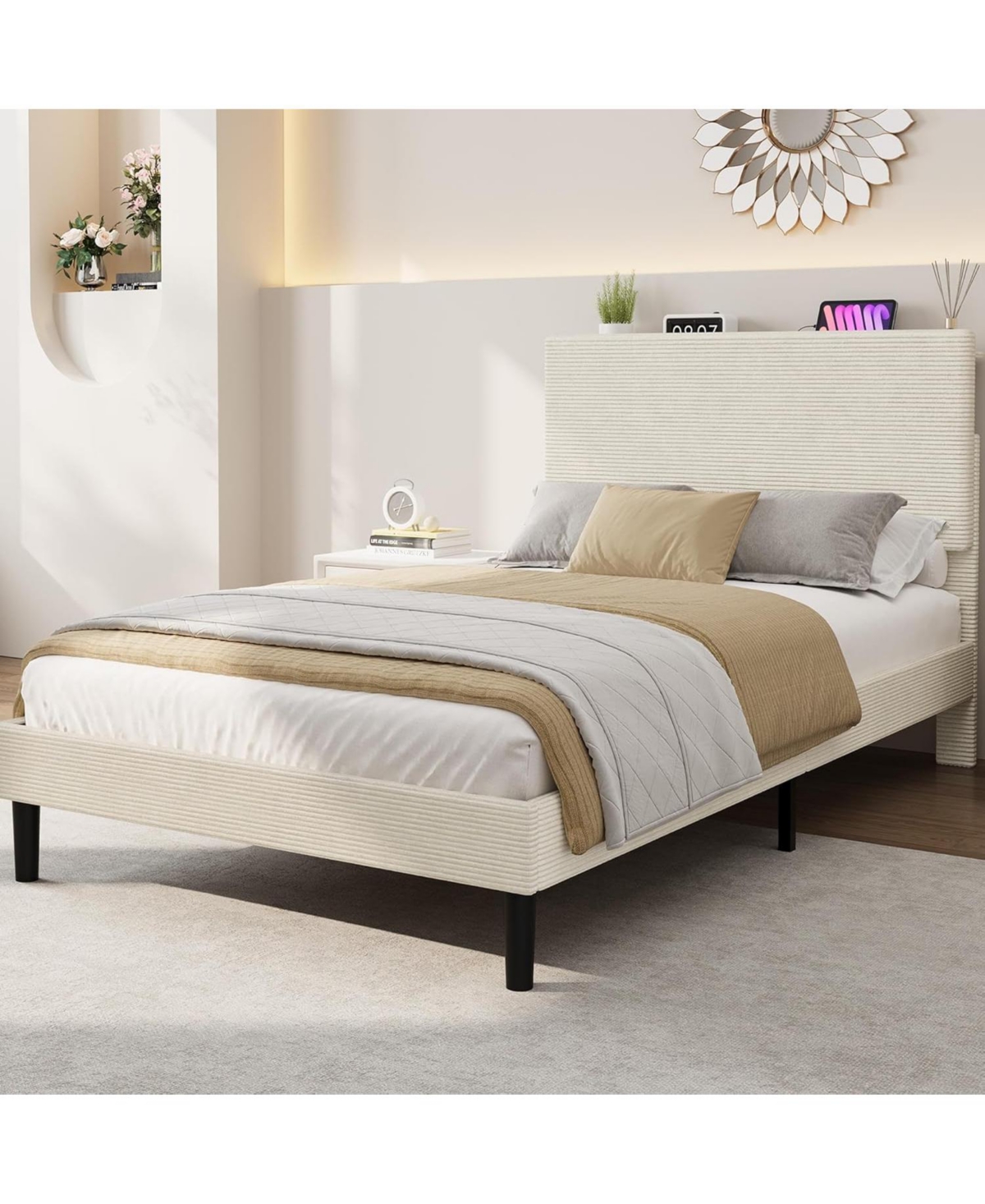 Click here for gaomon Twin Size Corduroy Mdf Bedhead Storage Soft... prices