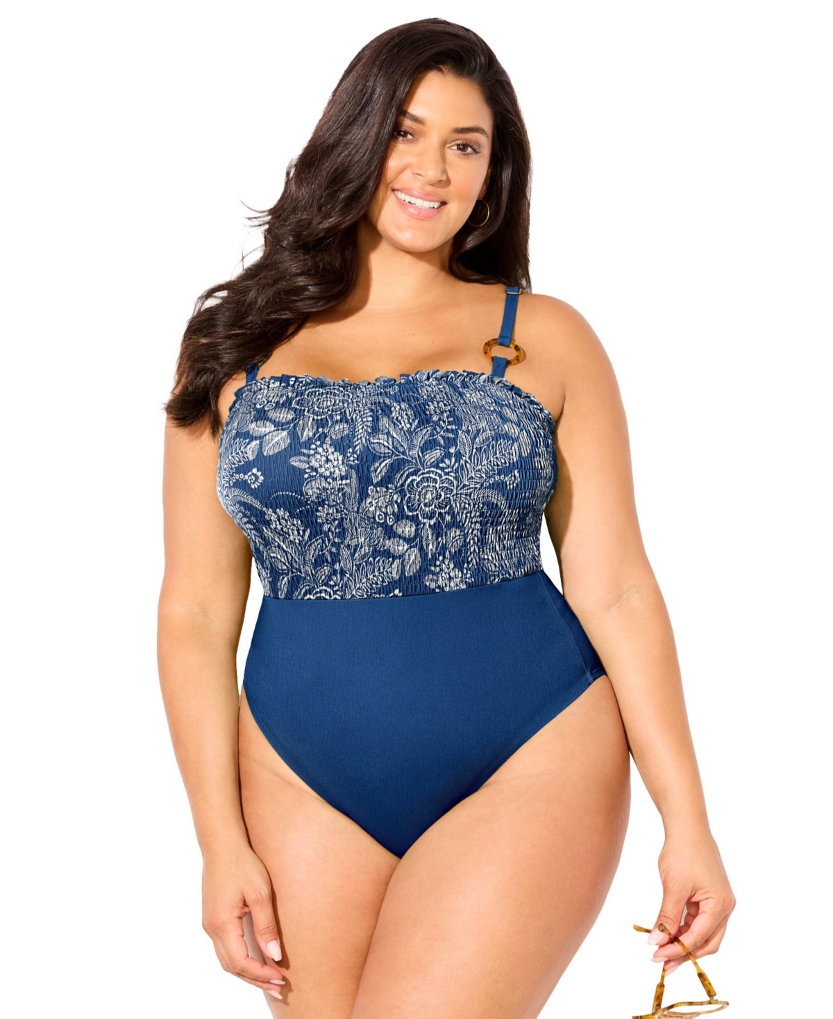 Click here for Swimsuits for All Womens Smocked Ring Strap One Pi... prices