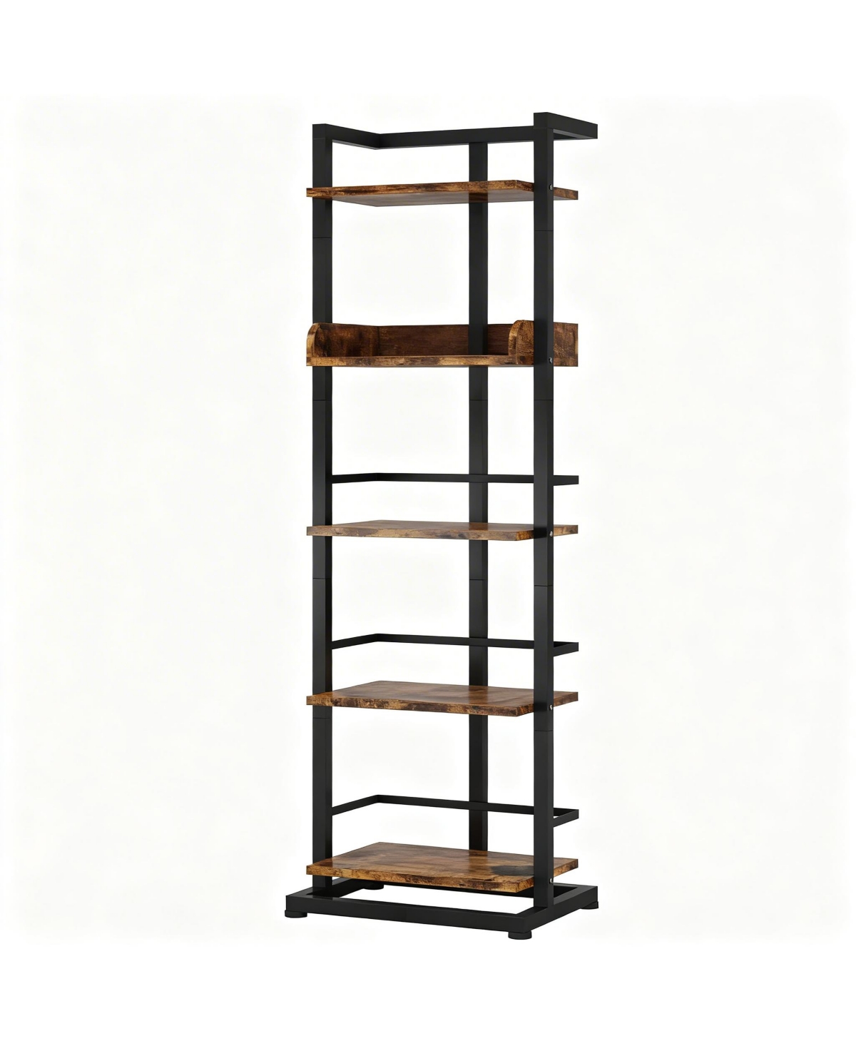 Click here for Yigii 5 Tier Narrow Wood Bookcase Metal Edge Indus... prices
