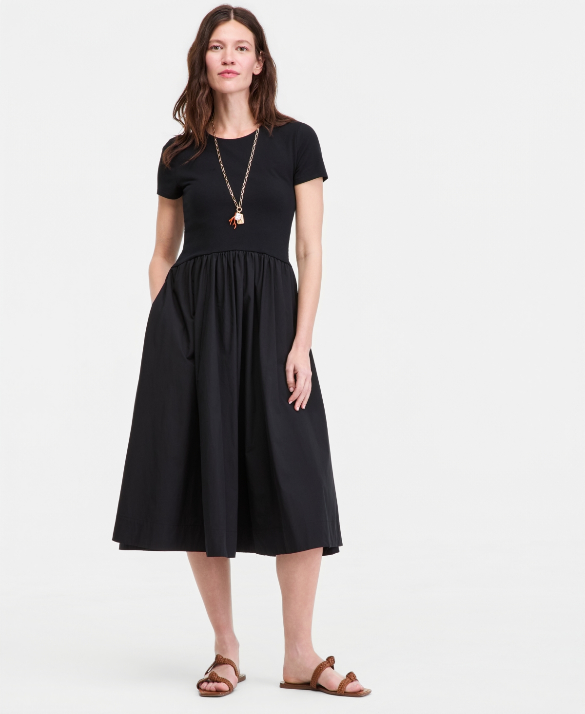 Click here for On 34th Womens Short-Sleeve Curved-Waist Mixed-Med... prices