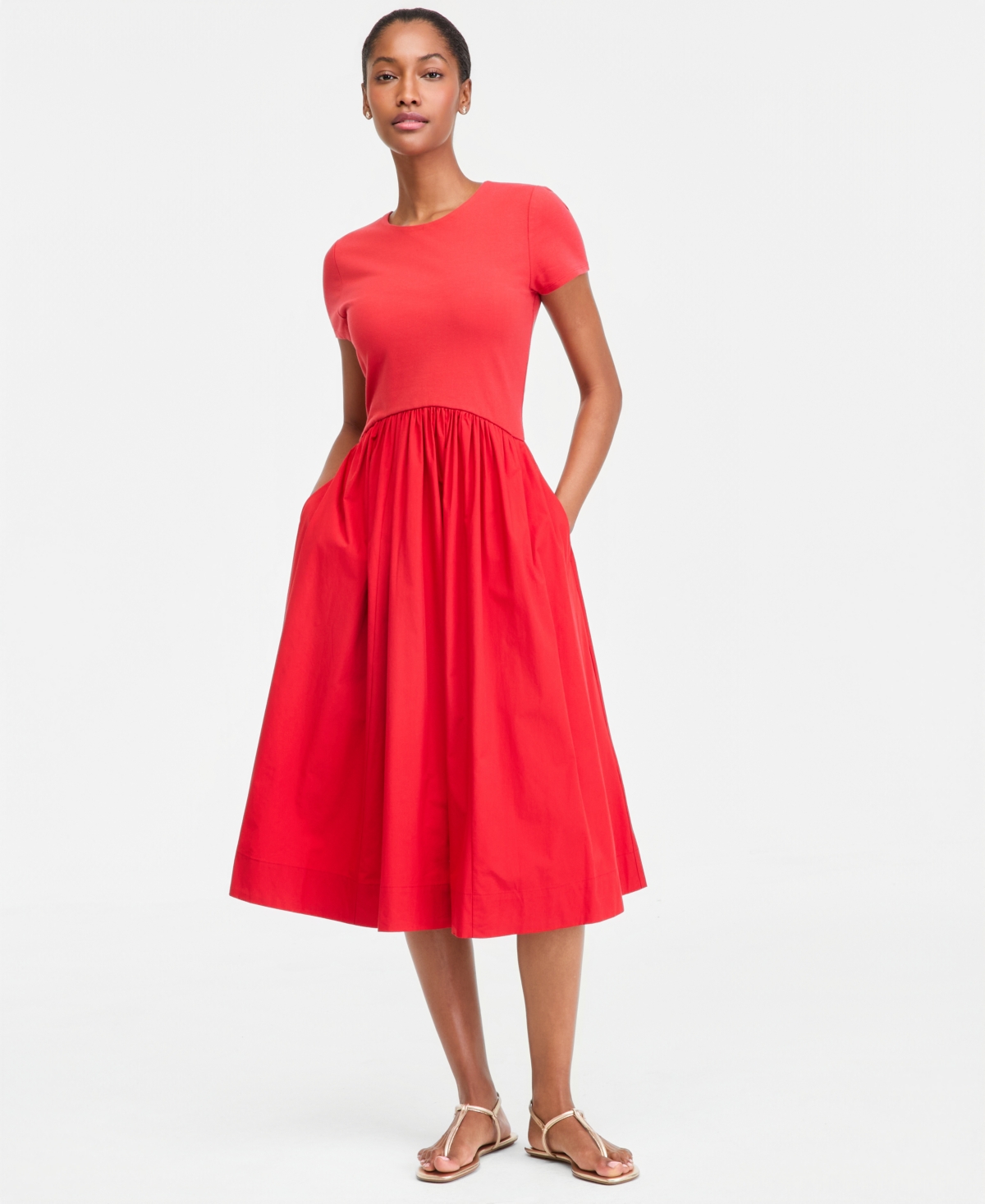 Click here for On 34th Womens Short-Sleeve Curved-Waist Mixed-Med... prices