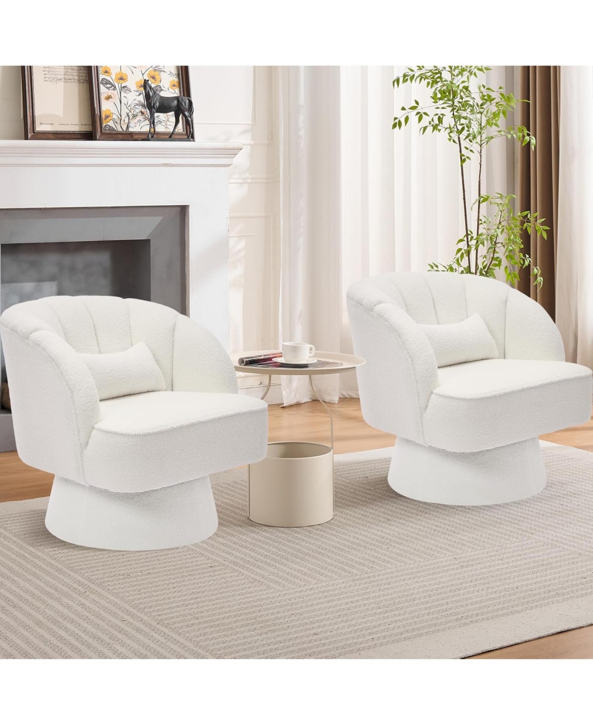 Click here for gaomon Swivel Barrel Accent Chair Set Teddy Fabric... prices