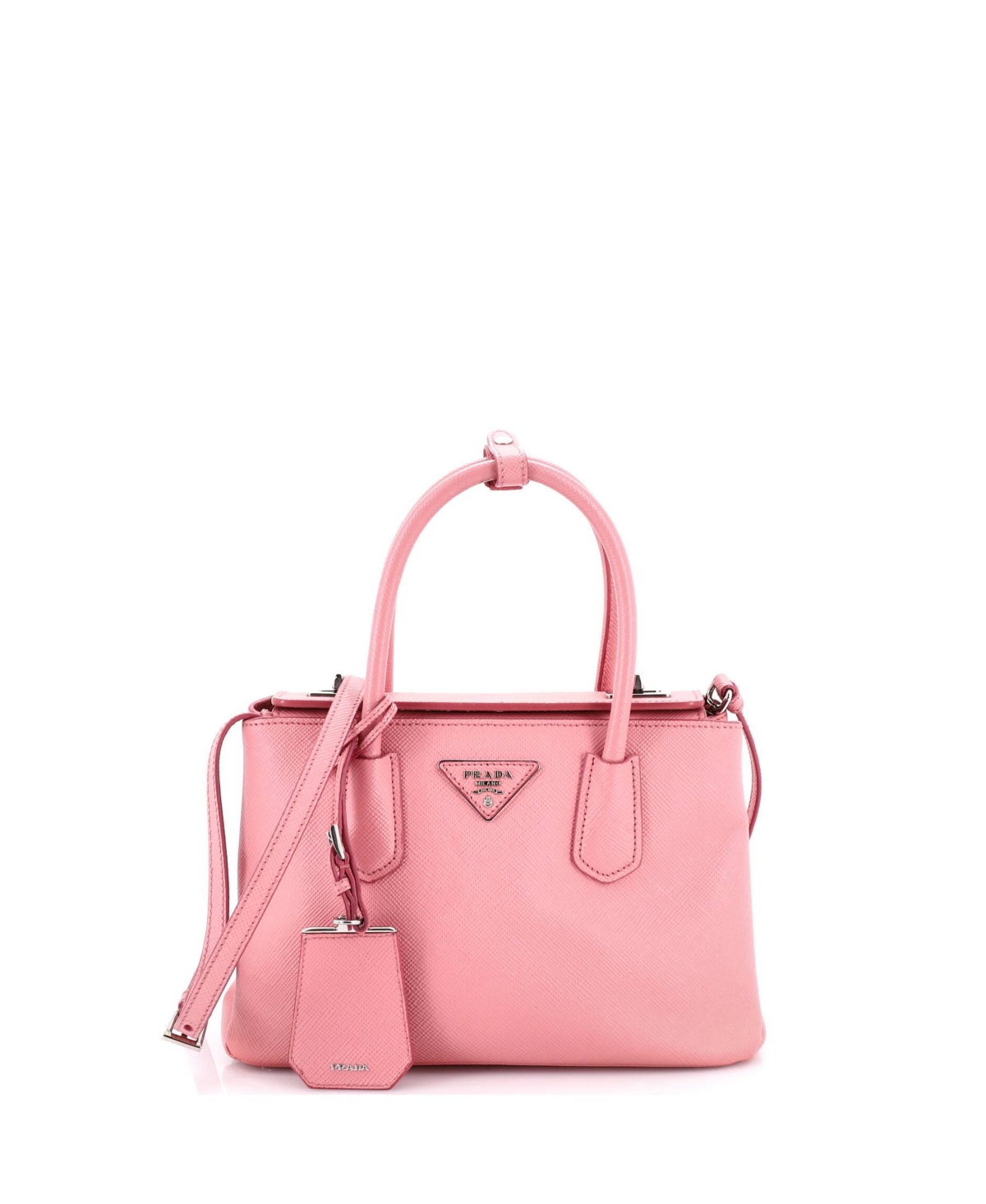 Click here for Pre-Owned Prada Mini Turnlock Cuir Twin Tote Saffi... prices