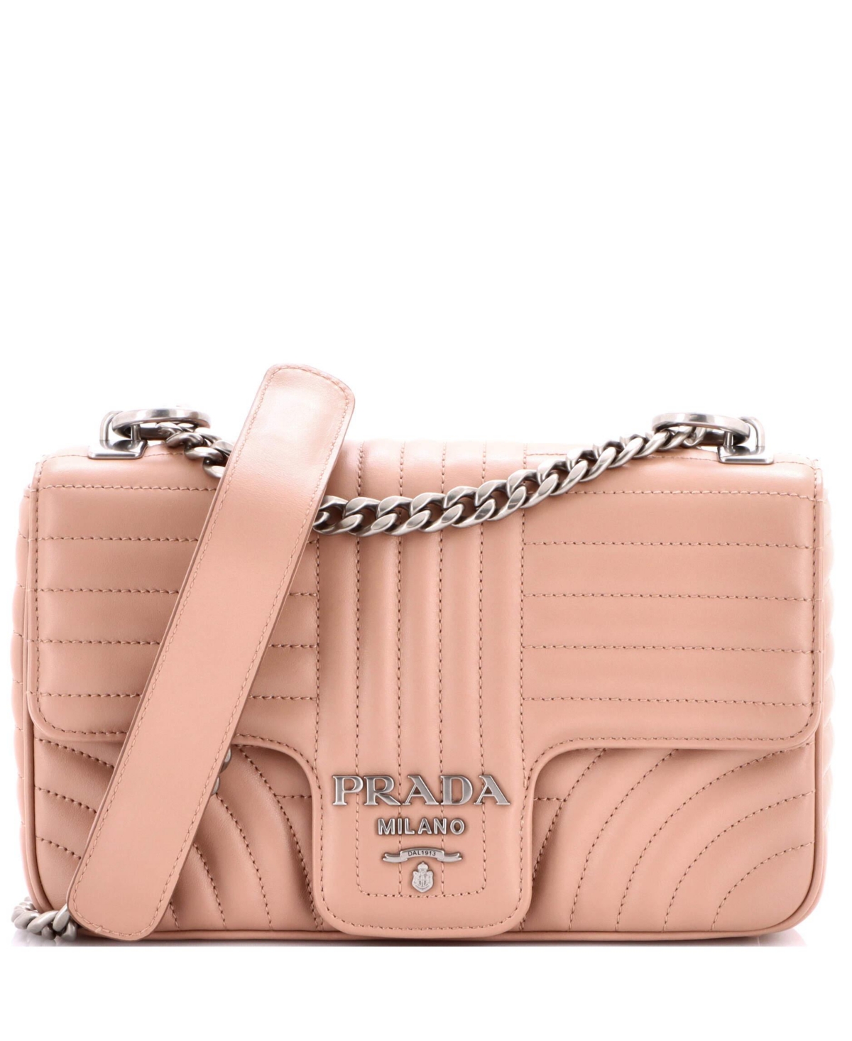 Click here for Pre-Owned Prada Medium Chain Flap Shoulder Bag Dia... prices