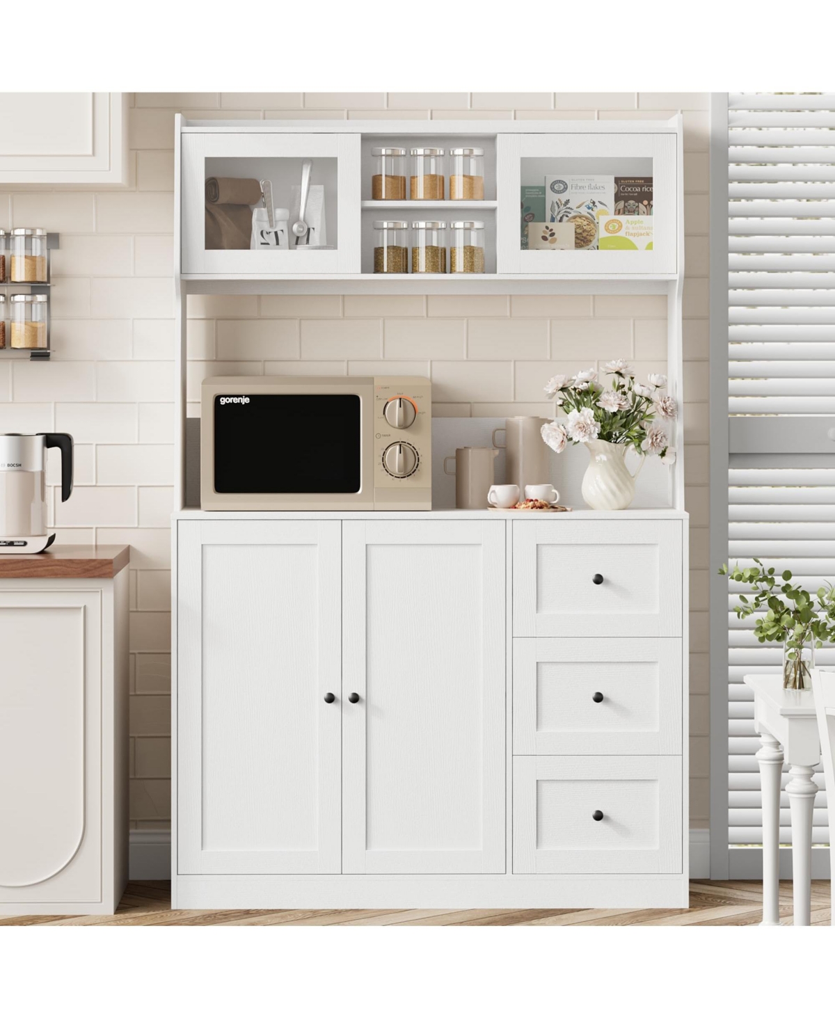 Click here for gaomon Kitchen Pantry Cabinet with Microwave - Whi... prices