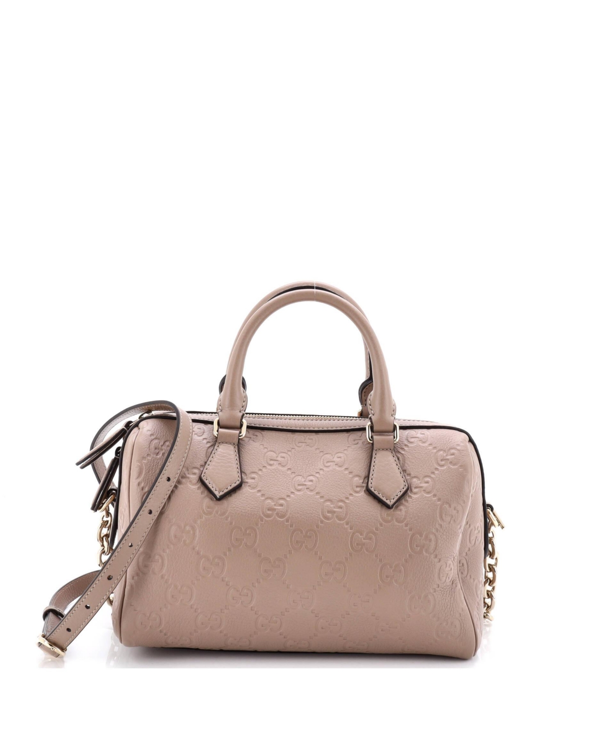 Click here for Pre-Owned Gucci Medium Emblem Boston Bag Gg Emboss... prices