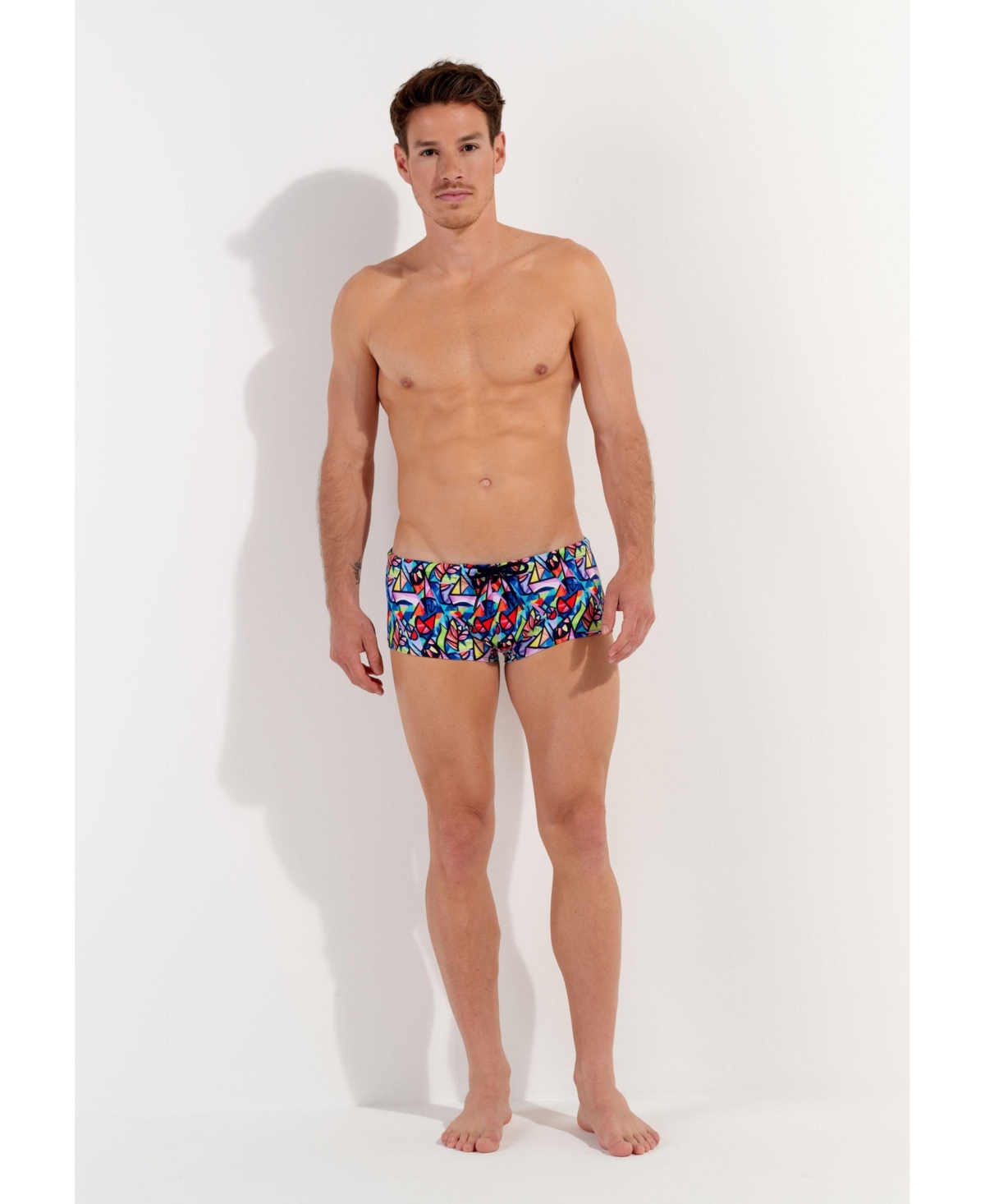 Click here for Hom Mens Idylle Swim Trunk - Blue/ Black/ Red prices