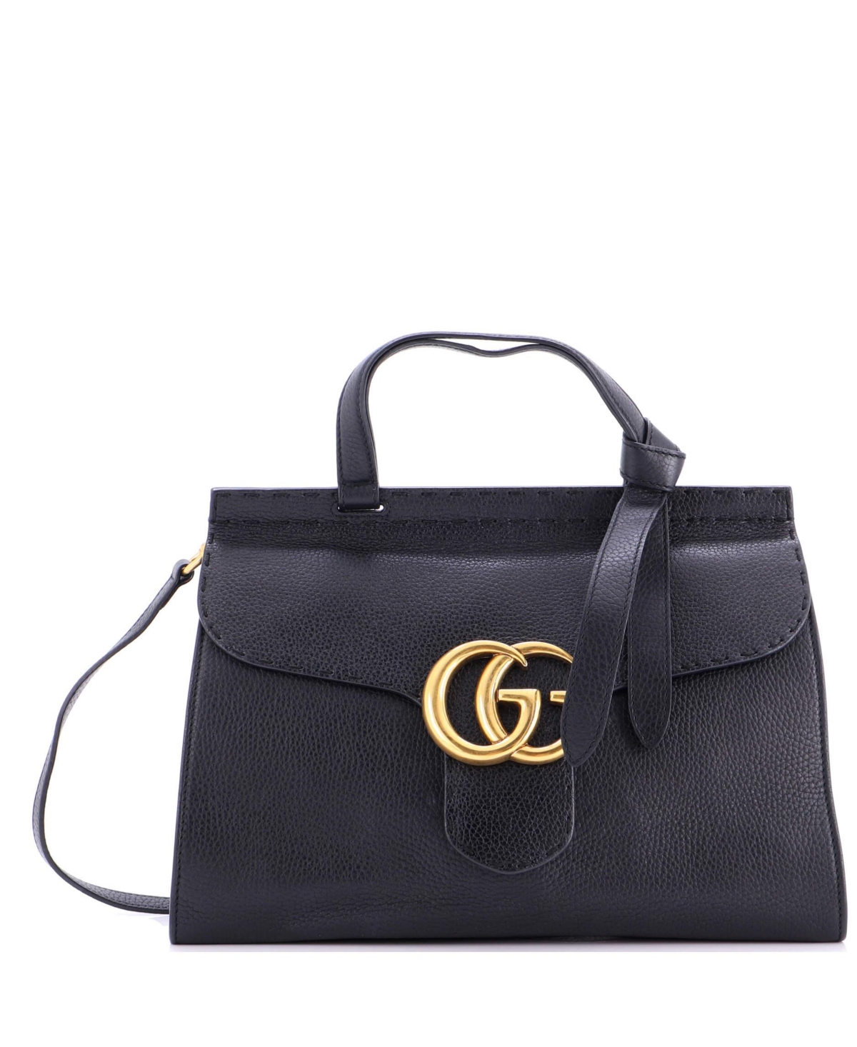 Click here for Pre-Owned Gucci Small Gg Marmont Top Handle Bag Le... prices