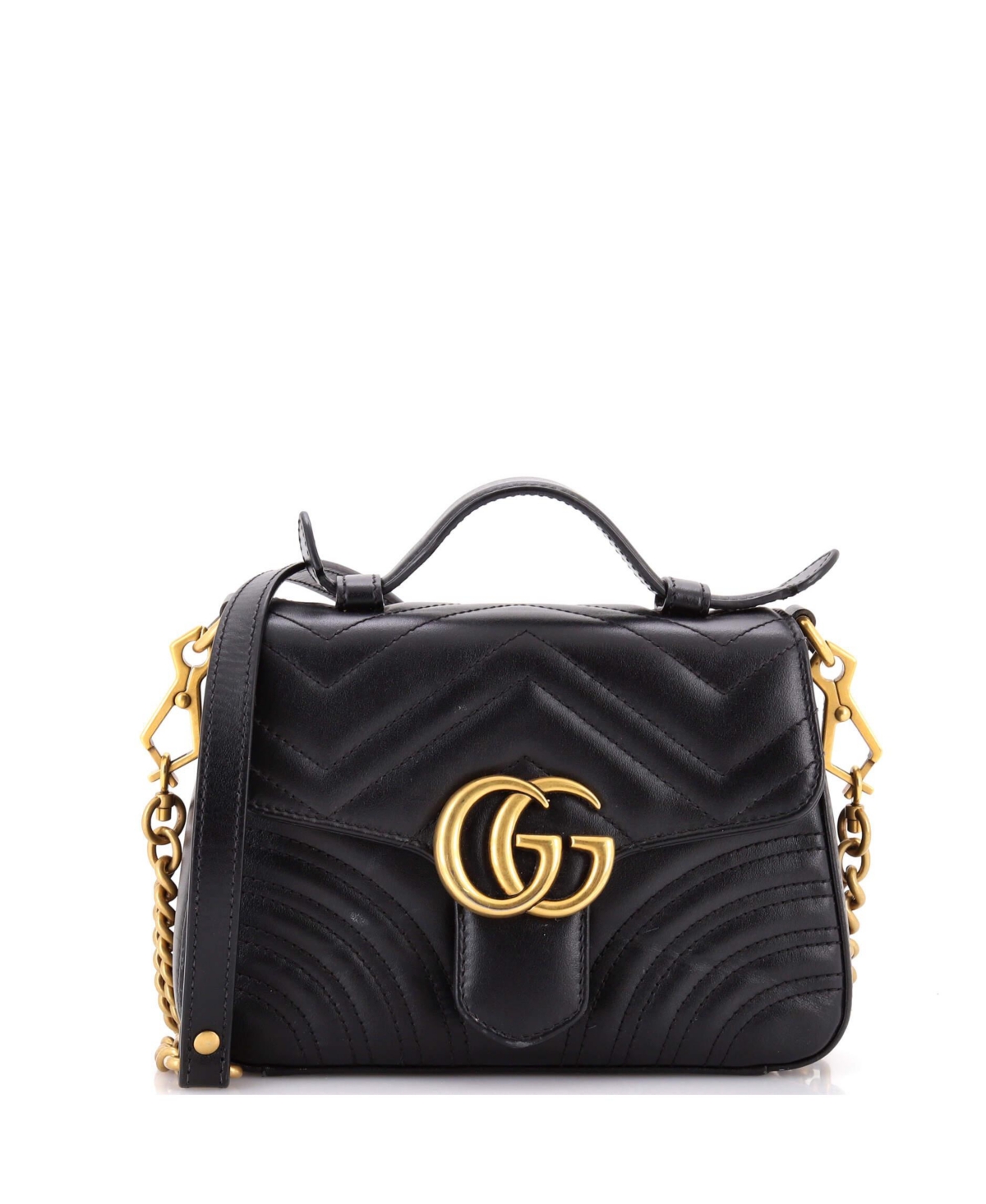 Click here for Pre-Owned Gucci Mini Gg Marmont Top Handle Flap Ba... prices