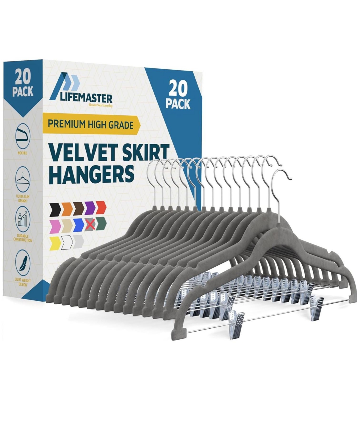 Click here for Lifemaster Velvet Skirt Hangers  Adjustable Clips... prices