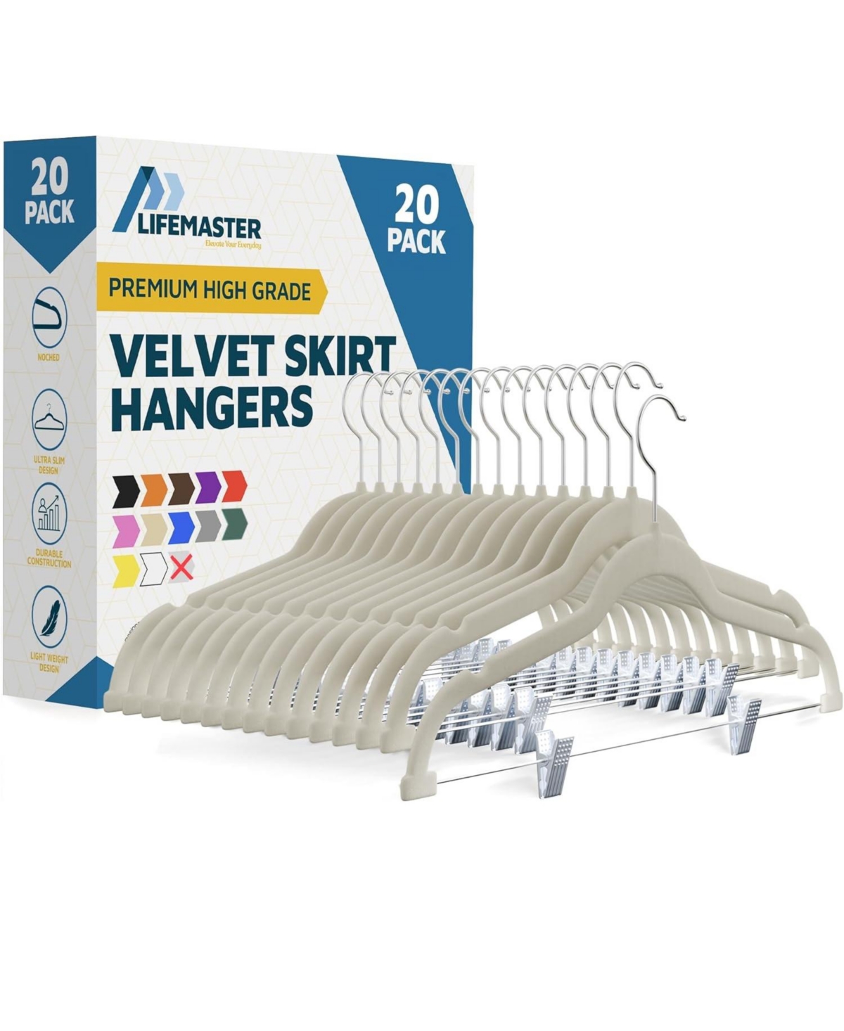 Click here for Lifemaster Velvet Skirt Hangers  Adjustable Clips... prices