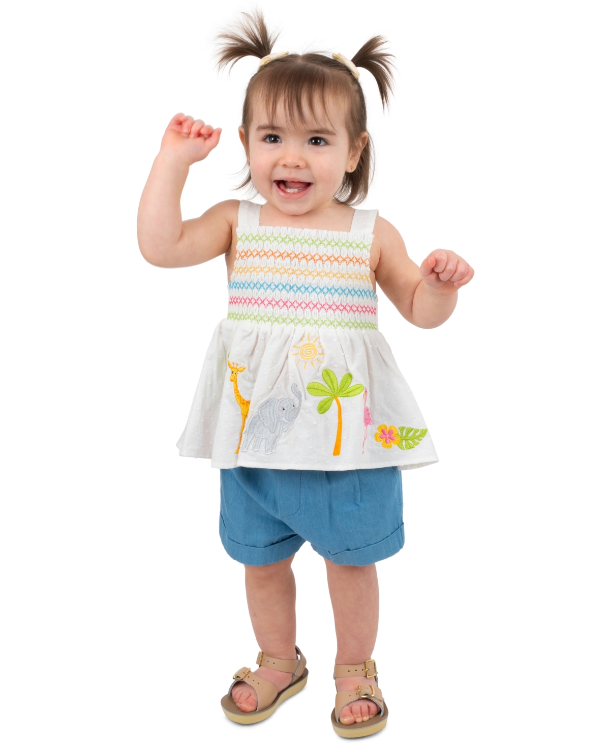 Click here for Rare Editions Baby Girls Clipped Dot Animal Embroi... prices