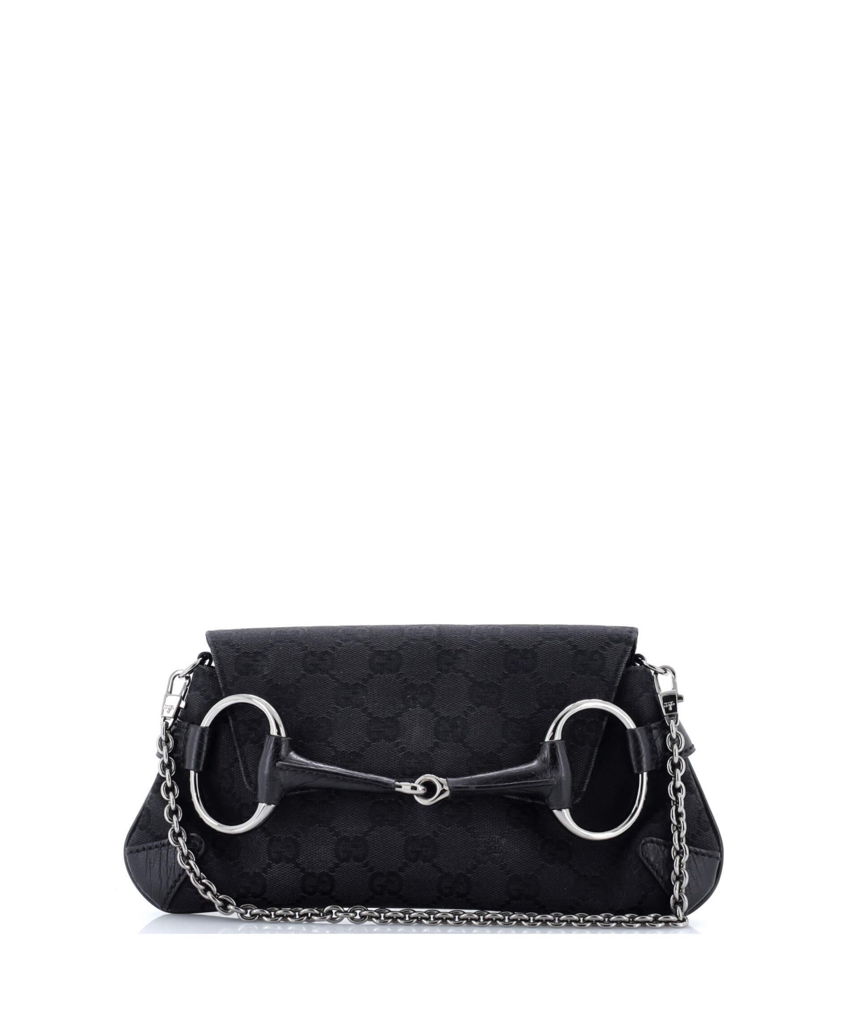 Click here for Pre-Owned Gucci Medium Horsebit Chain Clutch Gg Ca... prices
