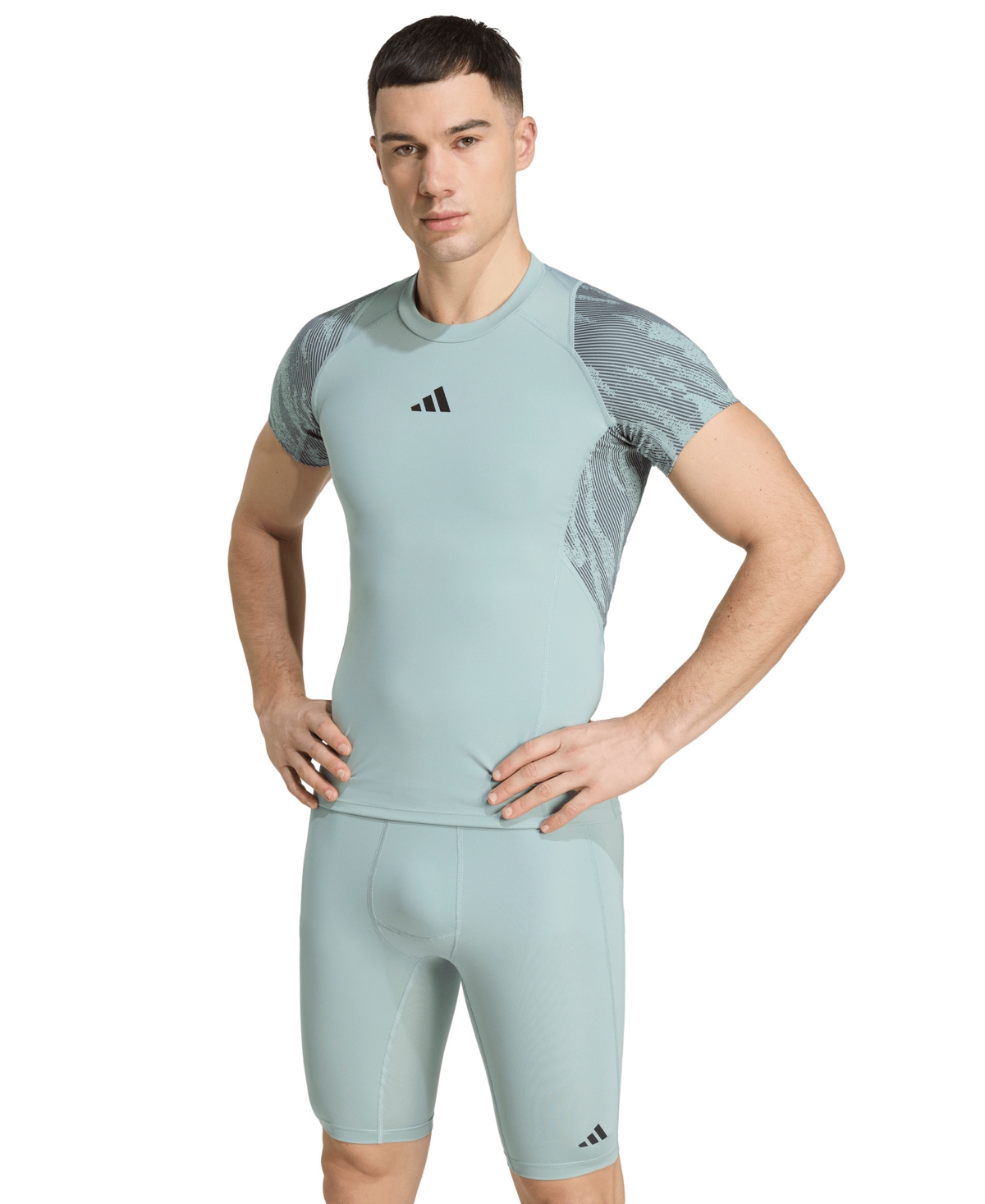 Click here for adidas Mens Tech Fitted All-Over Print Short-Sleev... prices