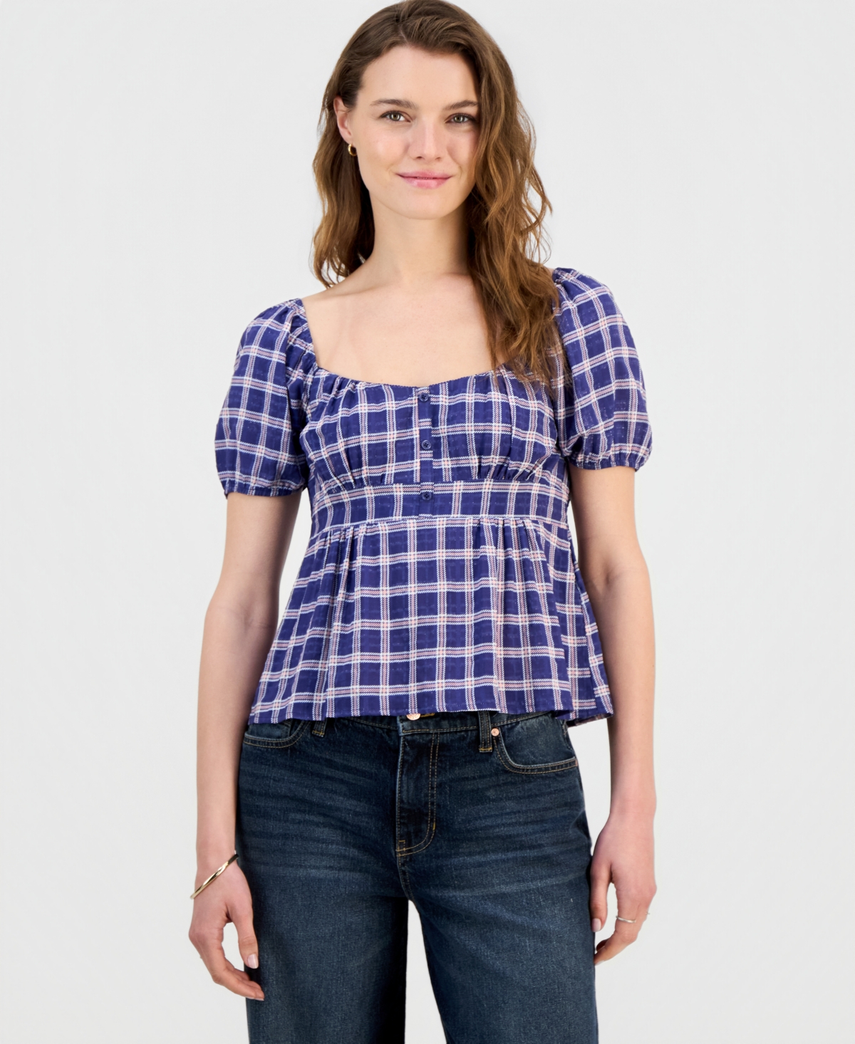 Click here for Sincerely Jules Juniors Puff-Sleeve Babydoll Top -... prices