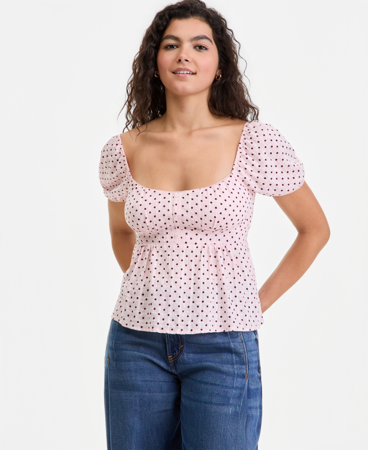 Click here for Sincerely Jules Juniors Puff-Sleeve Babydoll Top -... prices