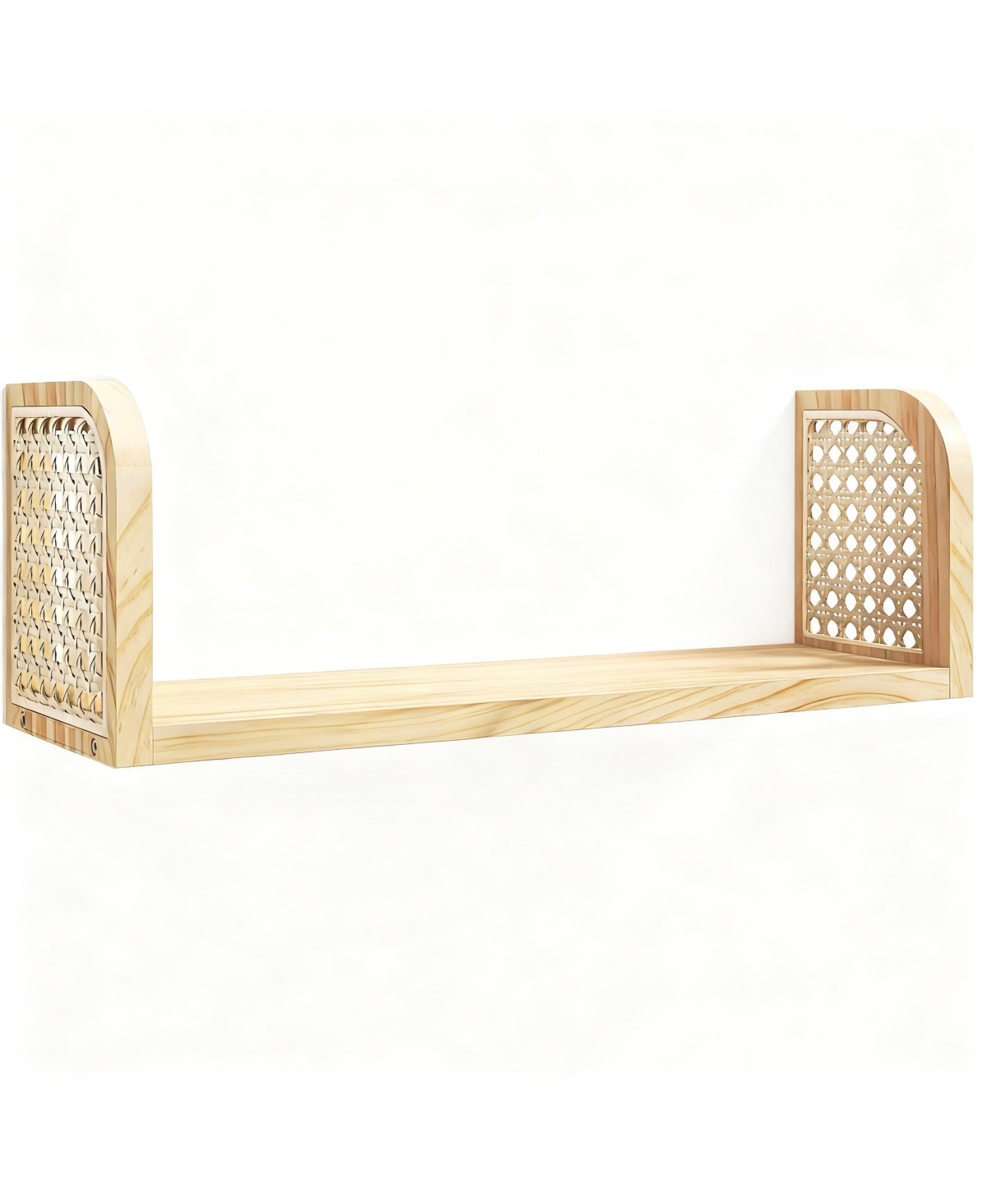 Click here for Yigii Rattan Wall Shelf Wooden Floating Storage Bo... prices