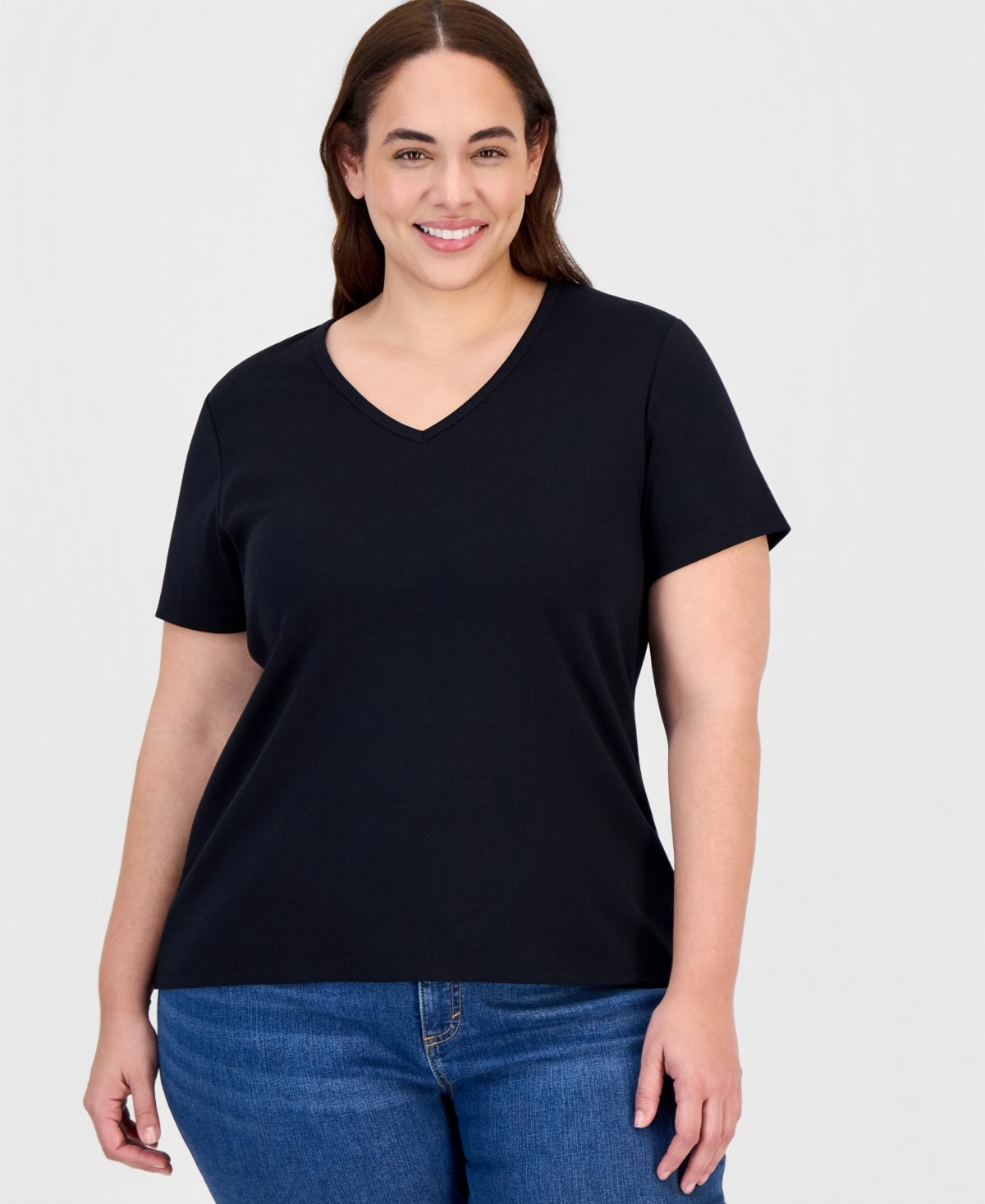 Click here for Style & Co Plus Size Short-Sleeve V-Neck Top  Excl... prices