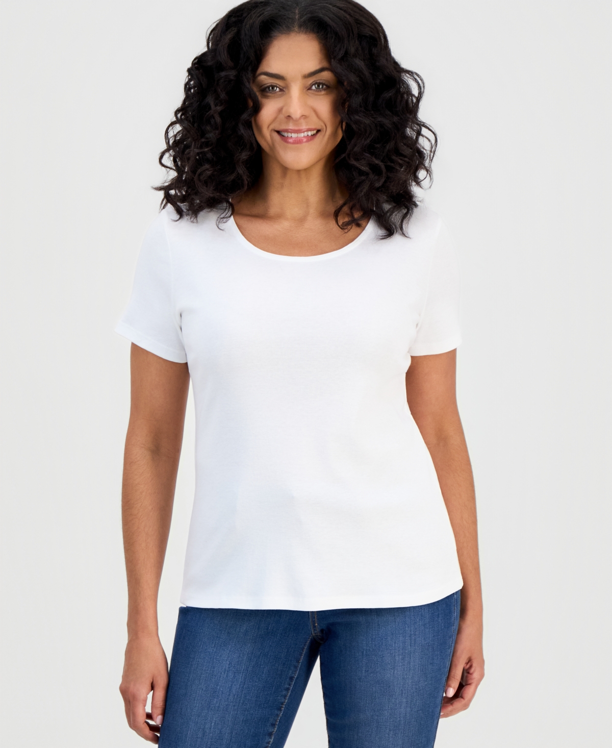 Click here for Style & Co Petite Cotton Scoop-Neck Short-Sleeve T... prices