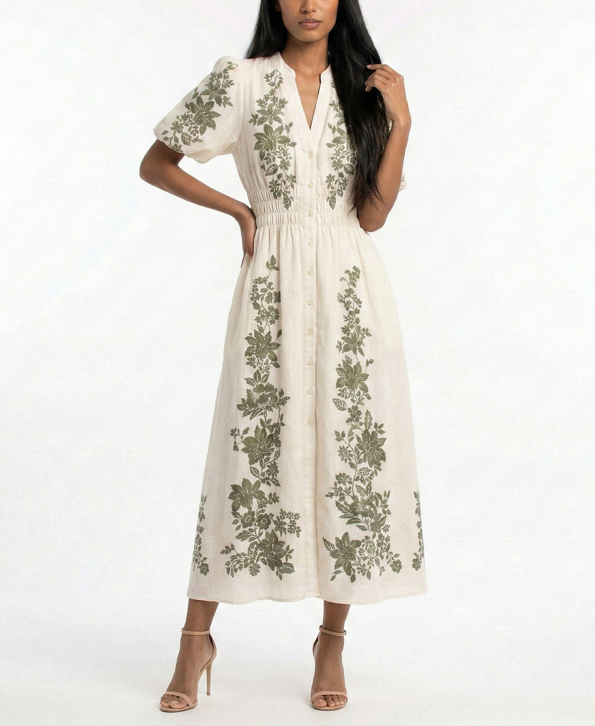 Click here for Taylor Petite V-Neck Shirt Dress - Cream Asparagus prices